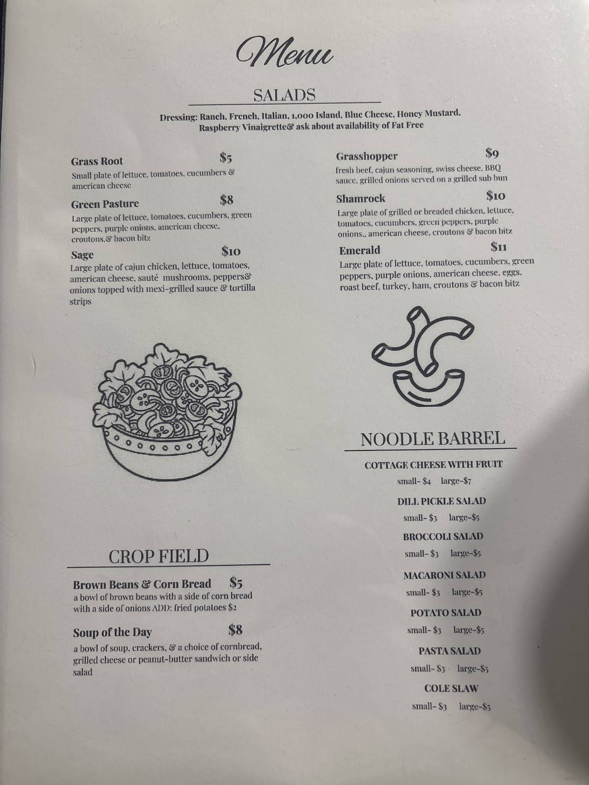 Menu at Momma Joan's Diner restaurant, Gap Mills