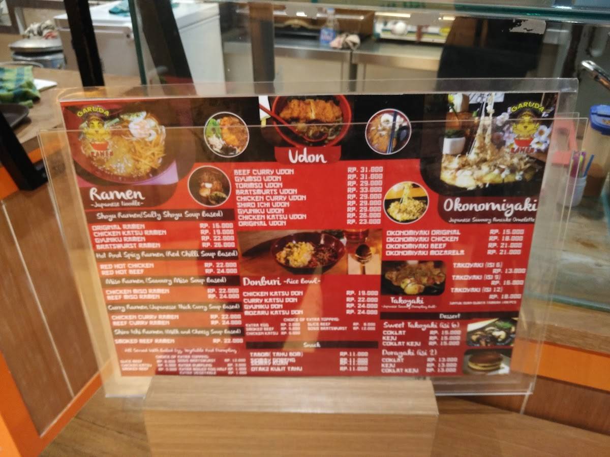 Menu at Garuda Ramen Sukabumi restaurant, Sukabumi