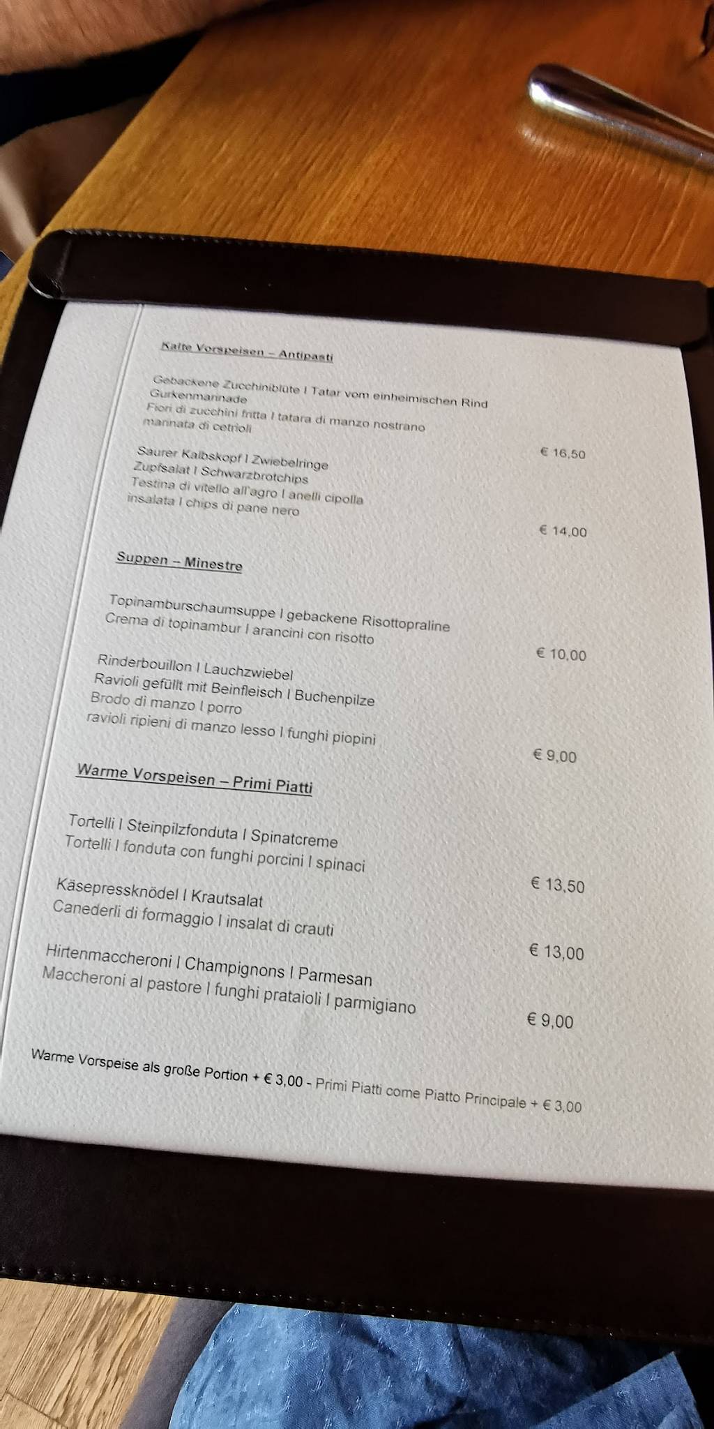 Speisekarte von Gasthof Restaurant Jäger, Nalles