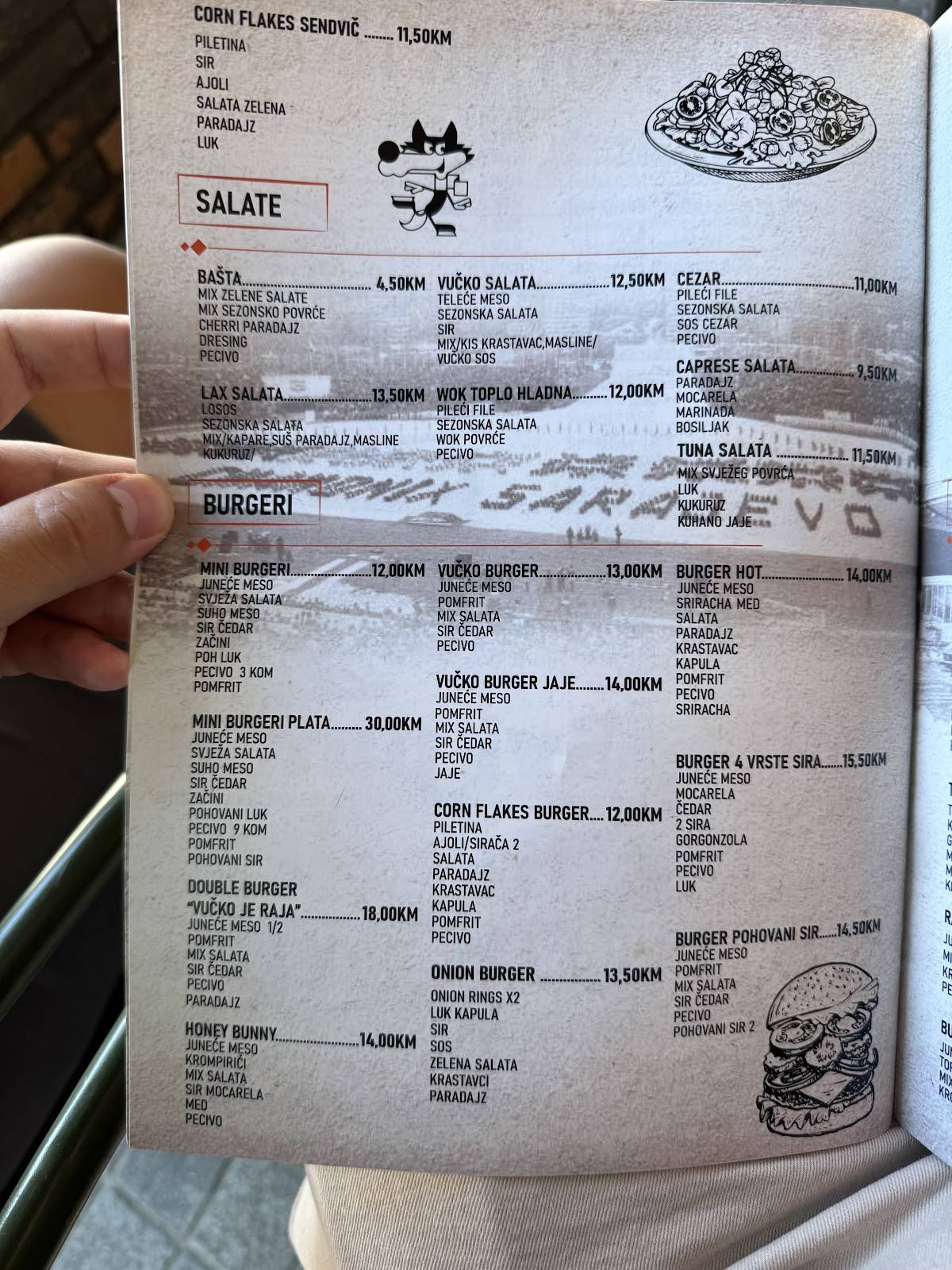 Menu at Gastro PUB VUČKO 2, Sarajevo, Kolodvorska 12
