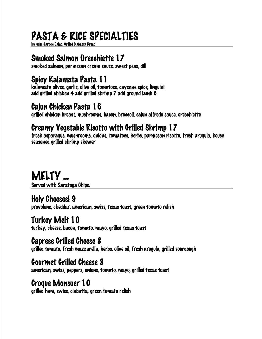 Menu at General Denver Hotel restaurant, Wilmington