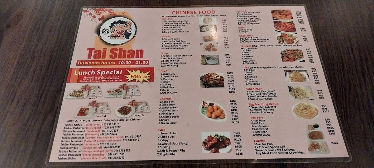 Menu at Taishan Kitchen（81 Meade Street） restaurant, George