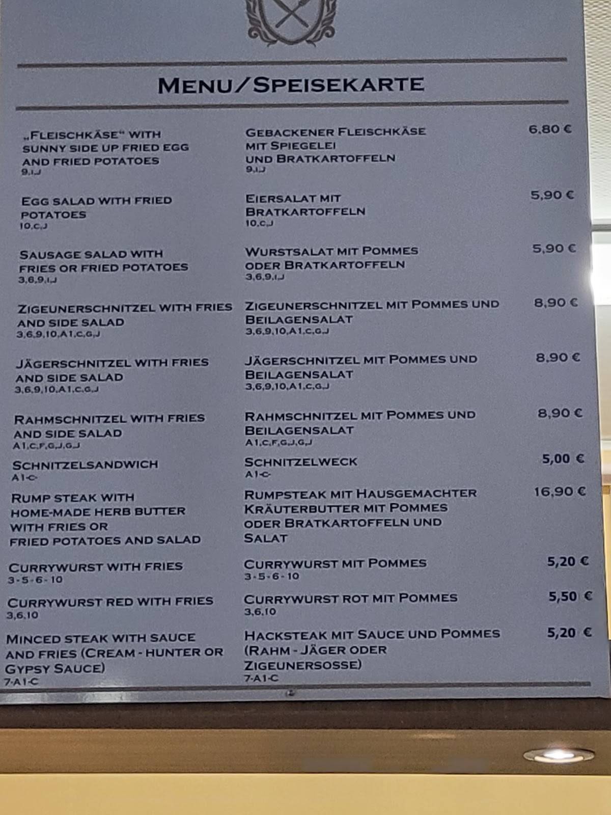 Speisekarte von German Canteen restaurant, Ramstein-Miesenbach ...