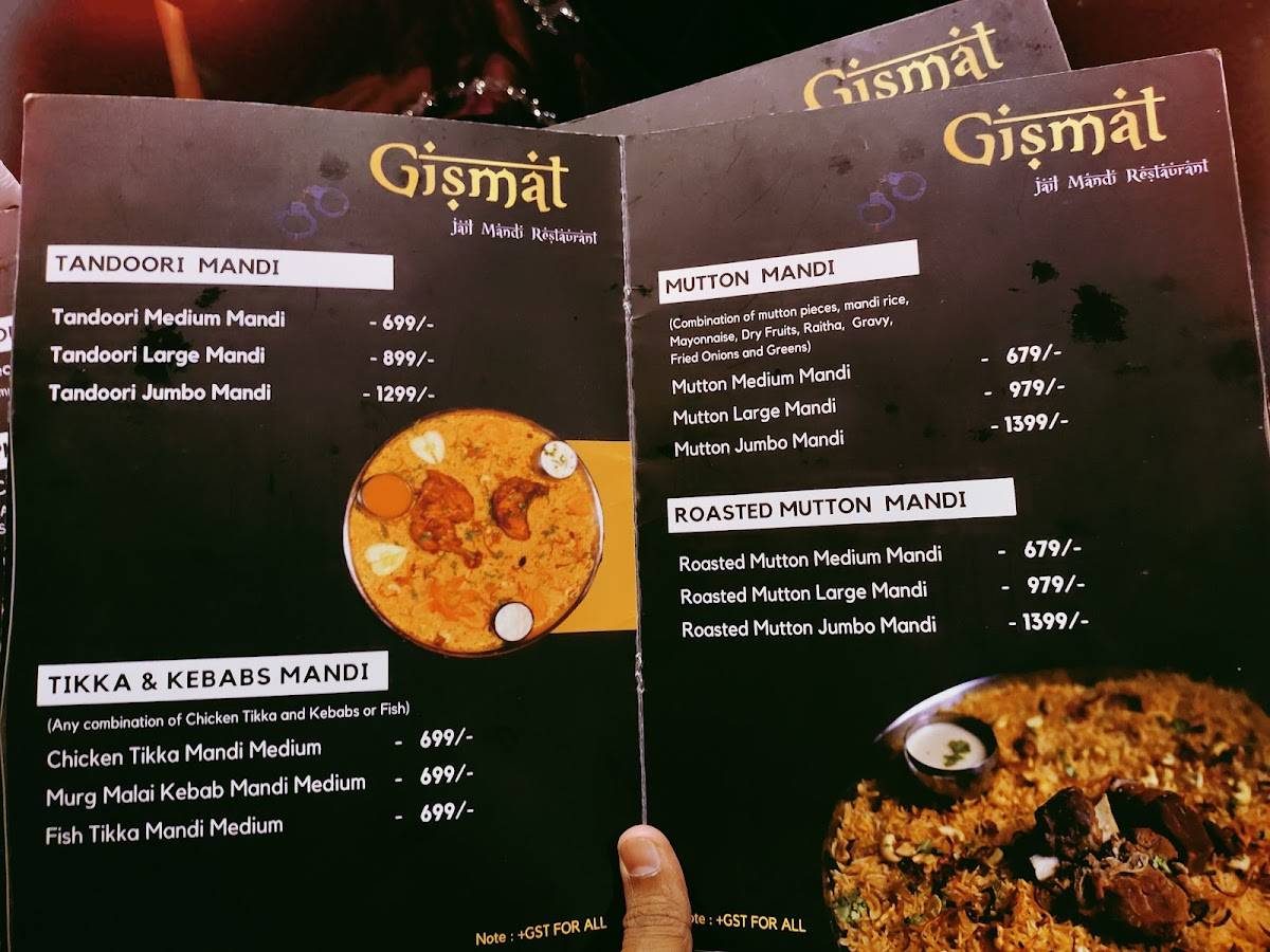 Menu at Gismat arabic jail mandi restaurant, Bengaluru