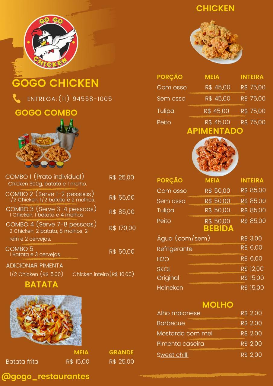 Menu em Go Go Chicken restaurante, Mogi das Cruzes