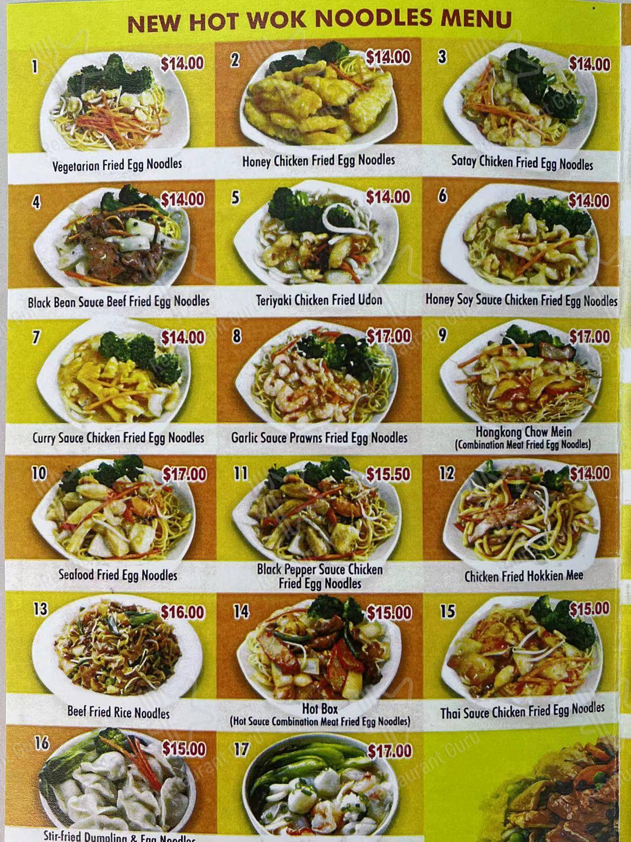 Menu at Golden Boat, Warkworth