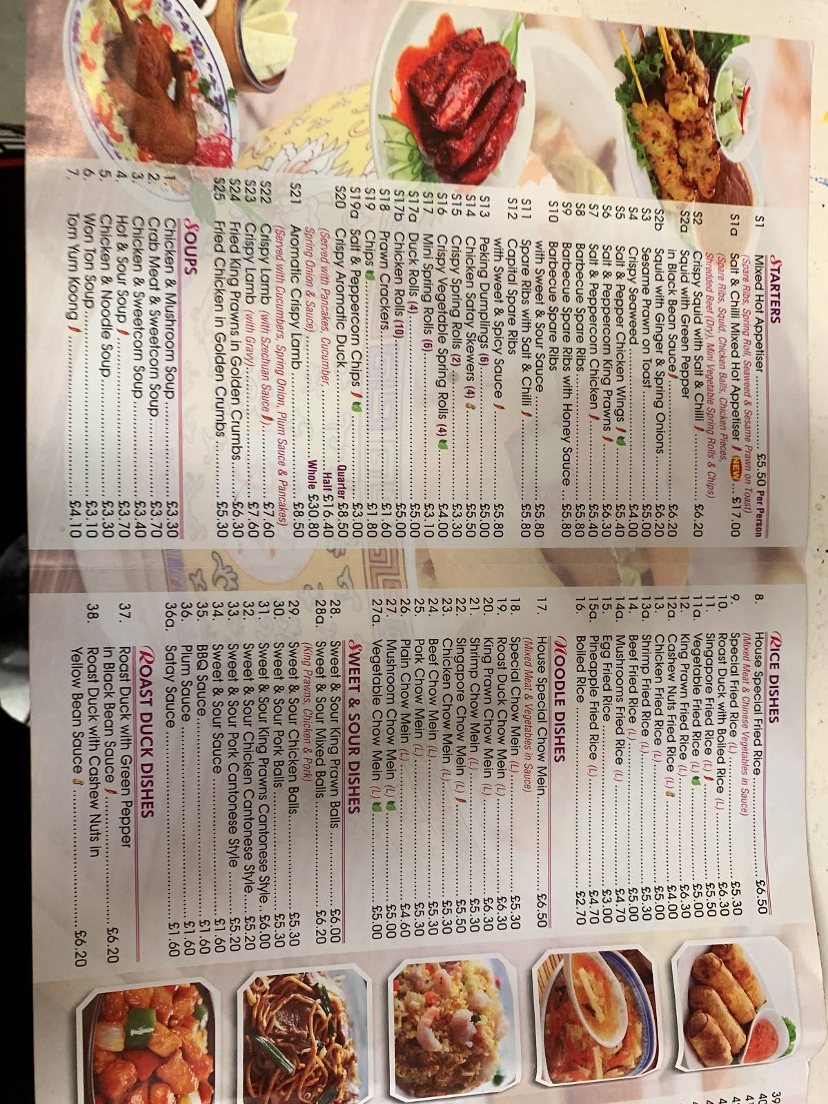Menu at Golden Palace fast food, Dorking