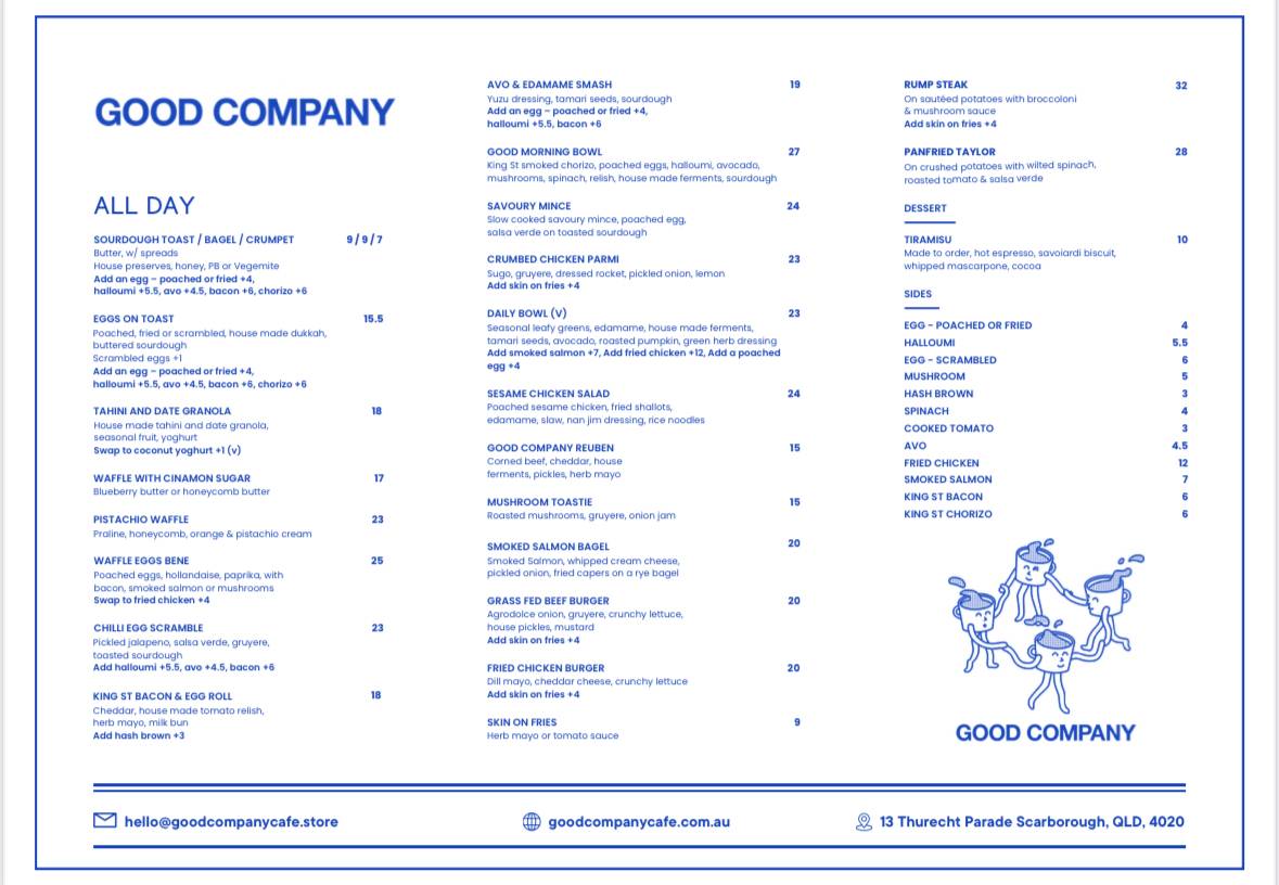 Menu at Good Company restaurant, Scarborough