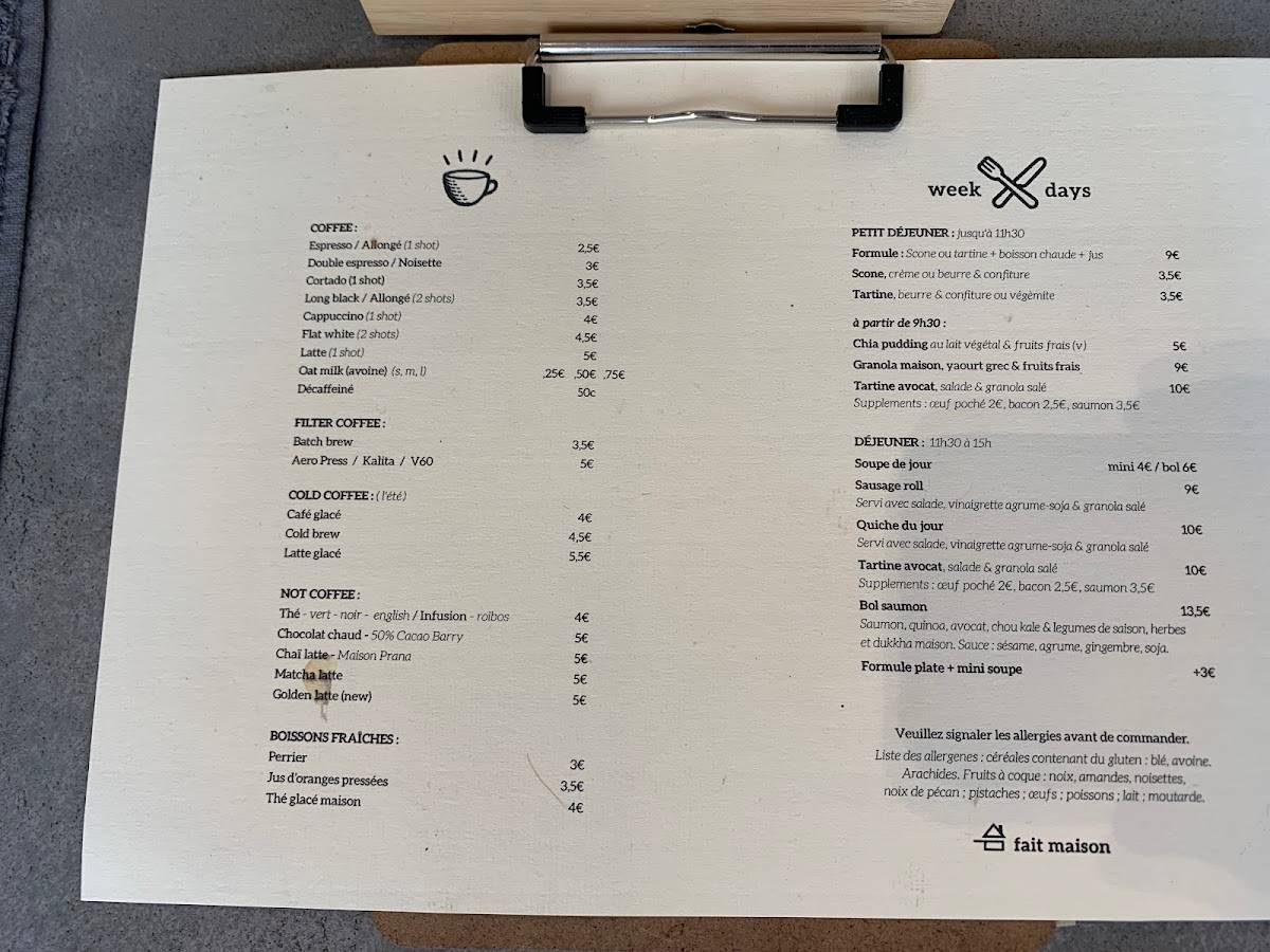 Menu at Good News Coffee Shop cafe, Paris