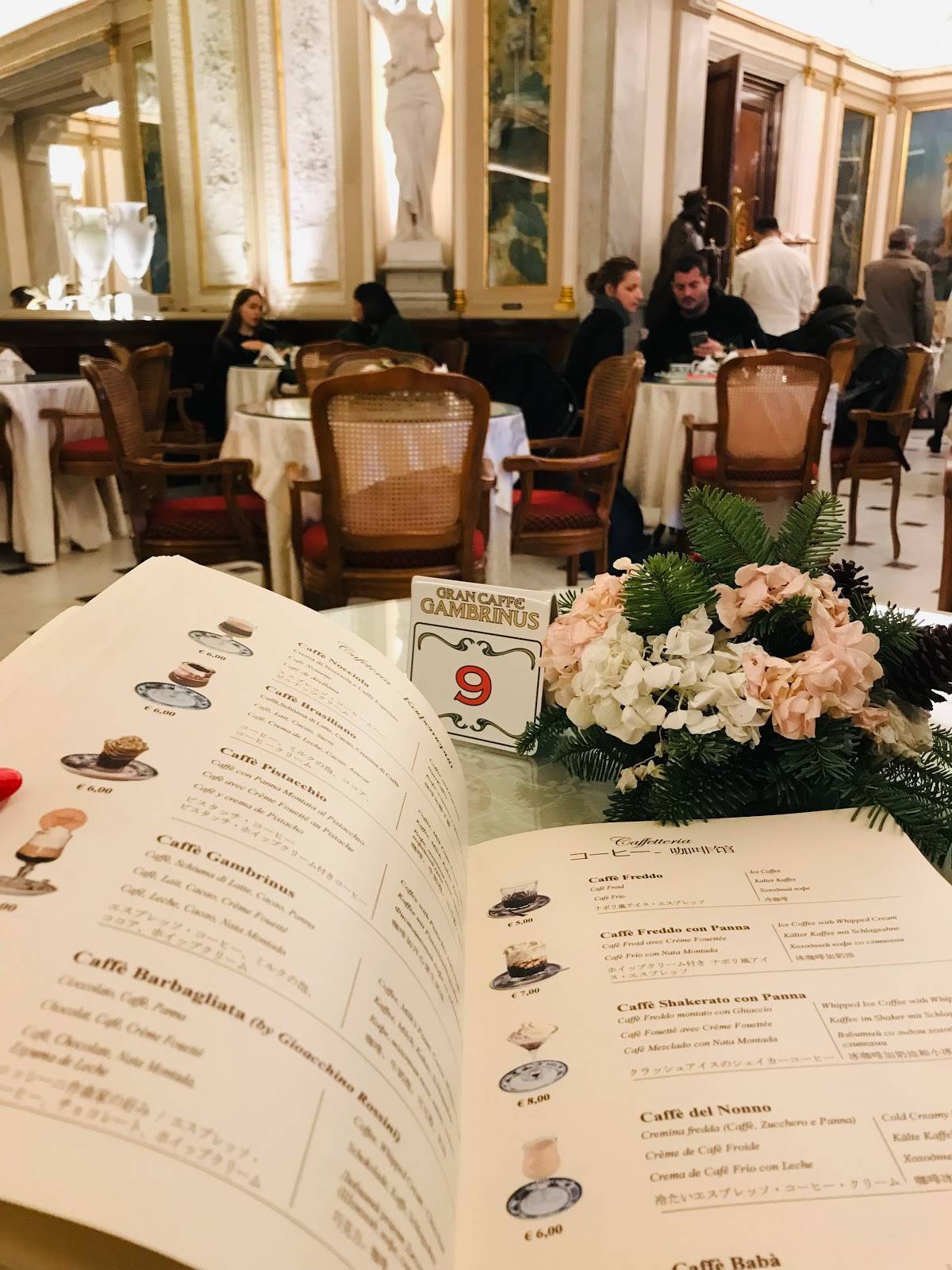 Menu da Gran Caffè Gambrinus caffè bar, Napoli, Via Chiaia