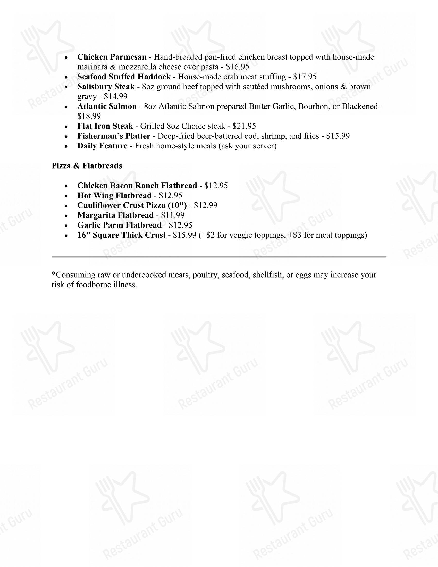 Menu at Gravity Restaurant & Bar, Waymart
