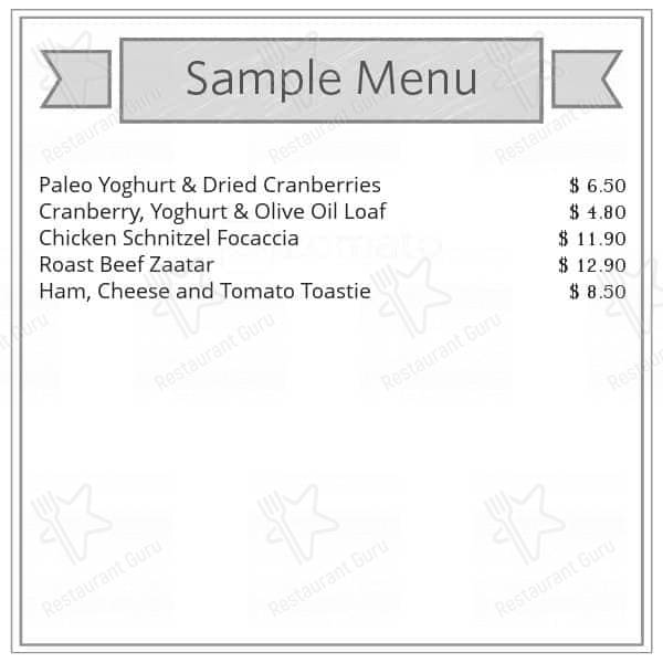Menu at Green Organic cafe, Melbourne