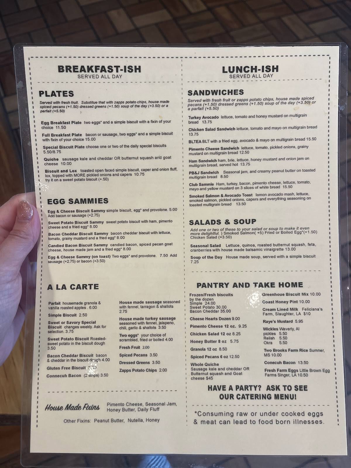 Menu at Greenhouse Biloxi restaurant, Biloxi
