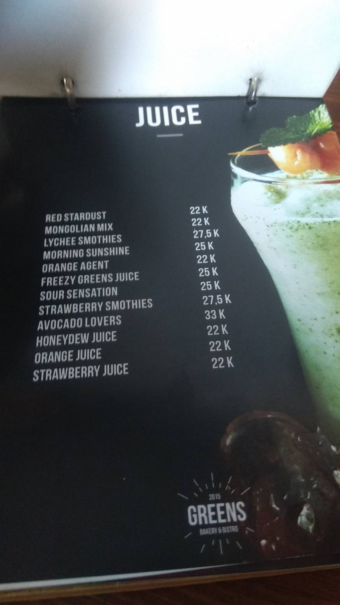 Menu at Greens Bakery & Bistro, Kudus