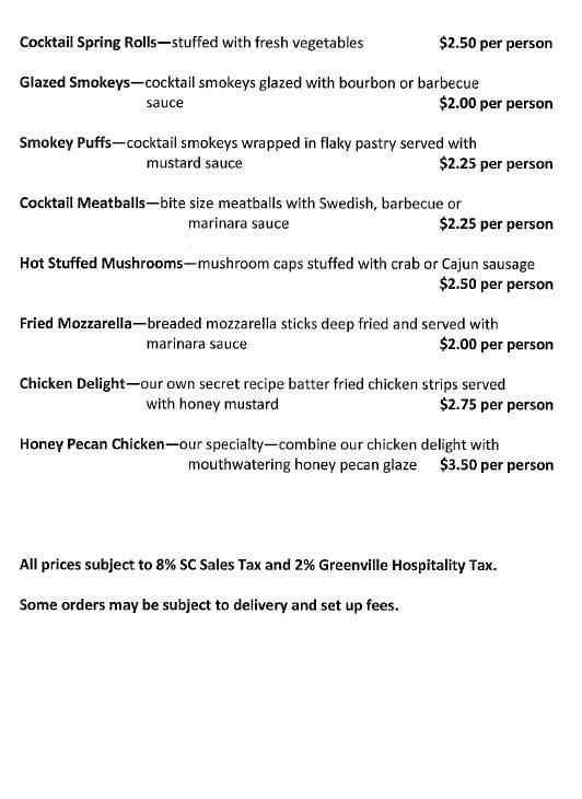 Menu at The Pit Stop restaurant, Greenville
