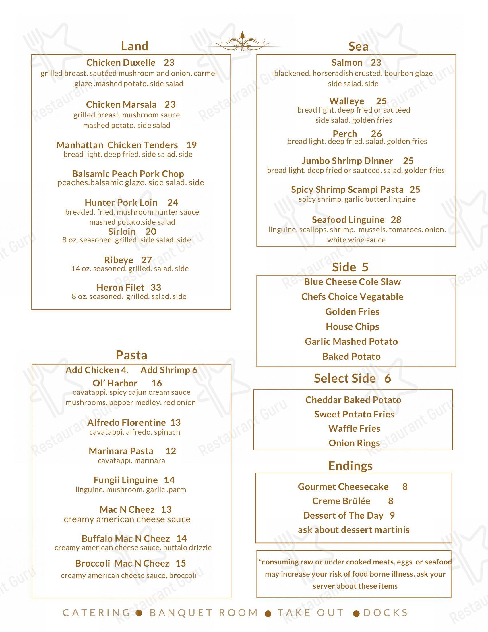 Menu at Harbor Hook & Grille pub & bar, Monroe