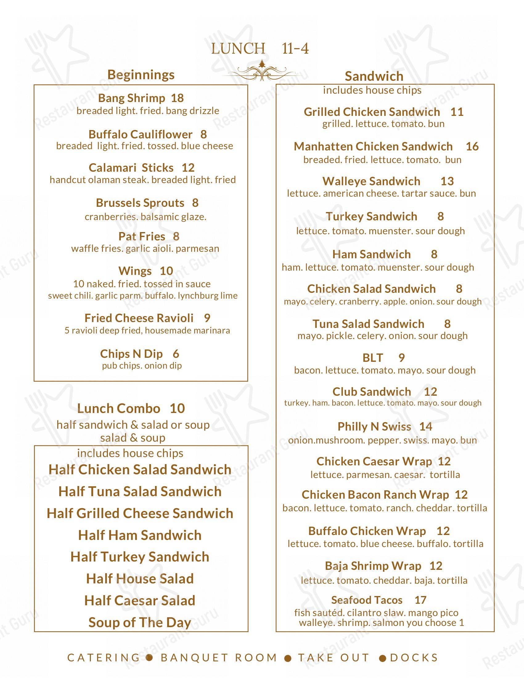 Menu at Harbor Hook & Grille pub & bar, Monroe