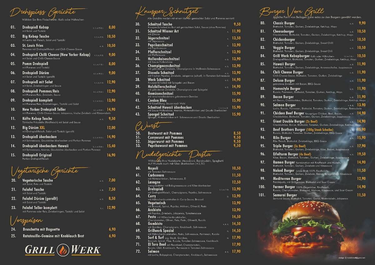 Speisekarte von Grill Werk Vettweiß restaurant, Vettweiß