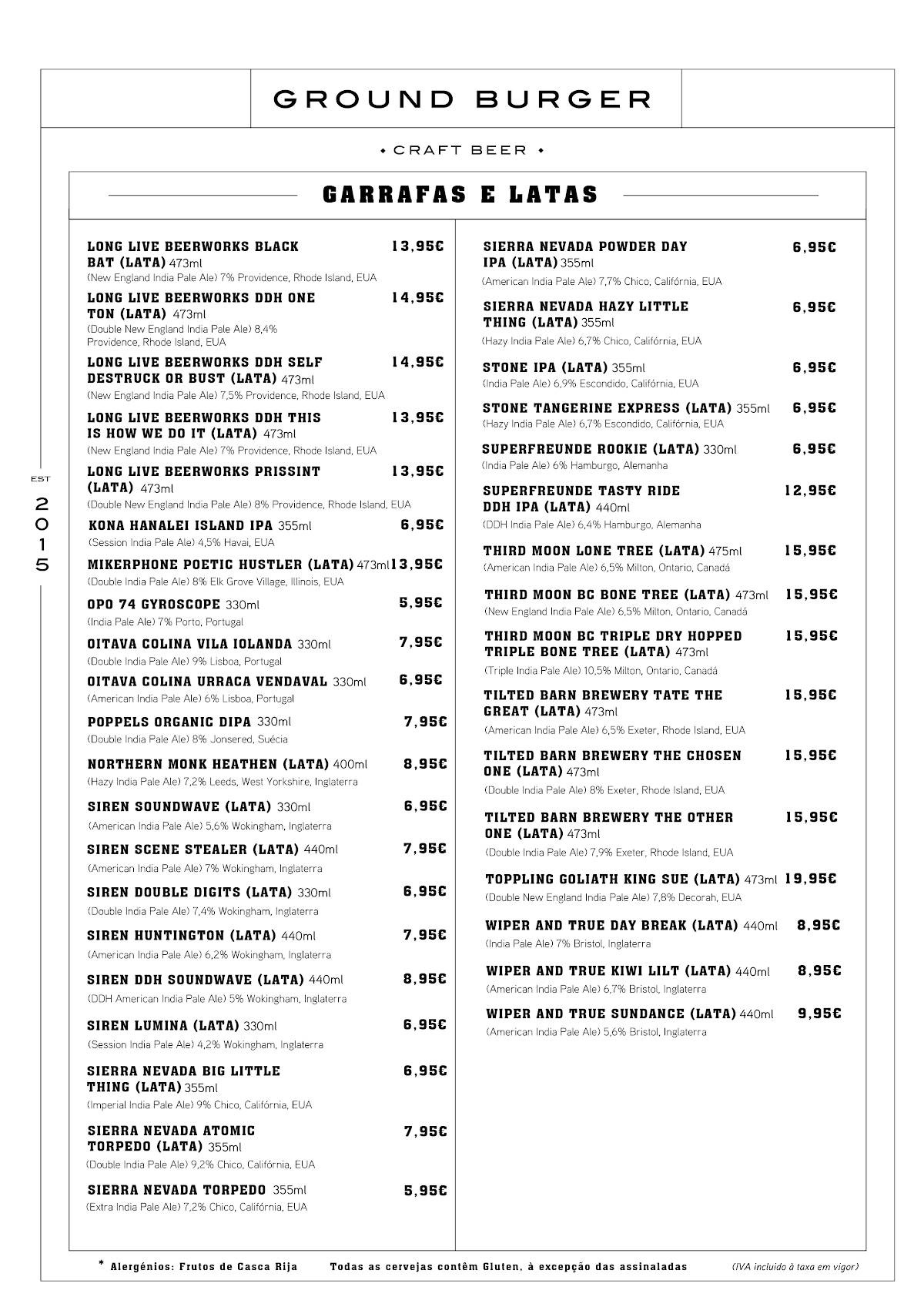 Menu em GROUND BURGER São Sebastião restaurante, Lisboa, Av. António ...