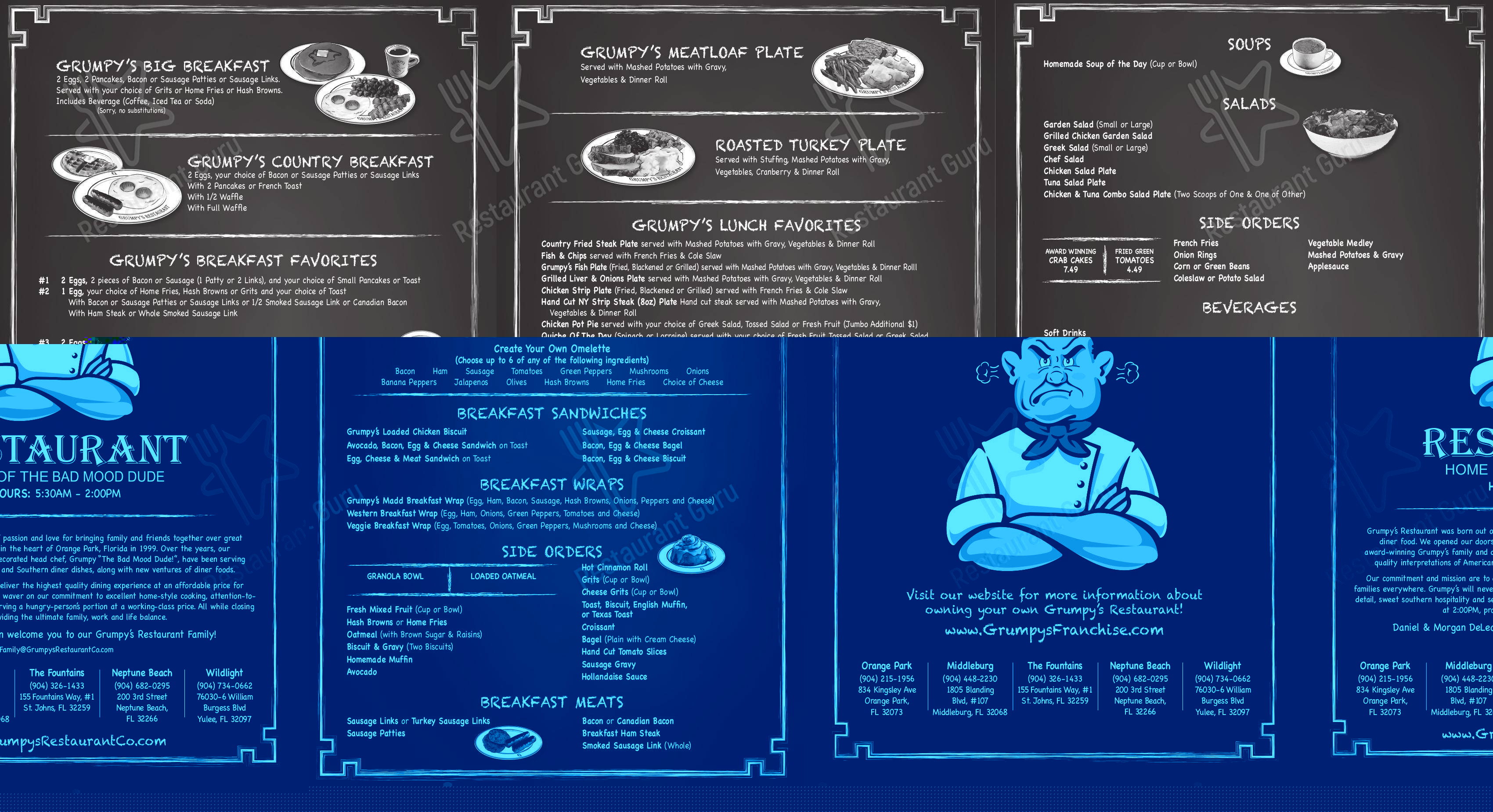 Menu at Grumpy's Restaurant, Orange Park