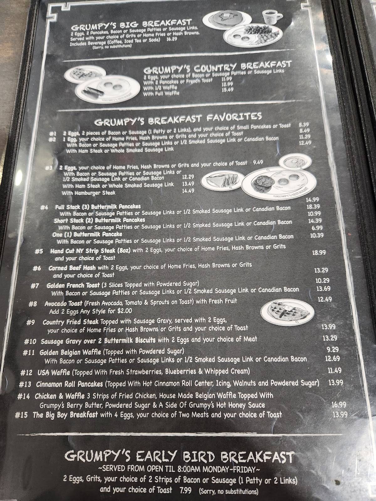 Menu at Grumpy's Restaurant, Orange Park