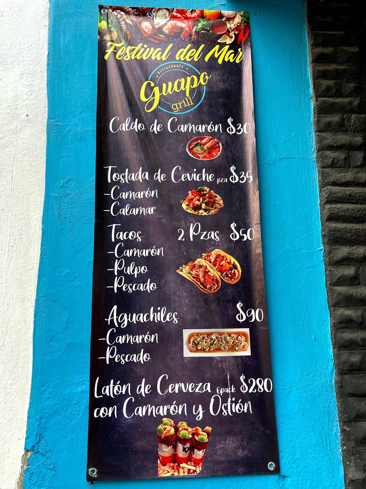 Carta del restaurante Guapo Grill, Ciudad del México