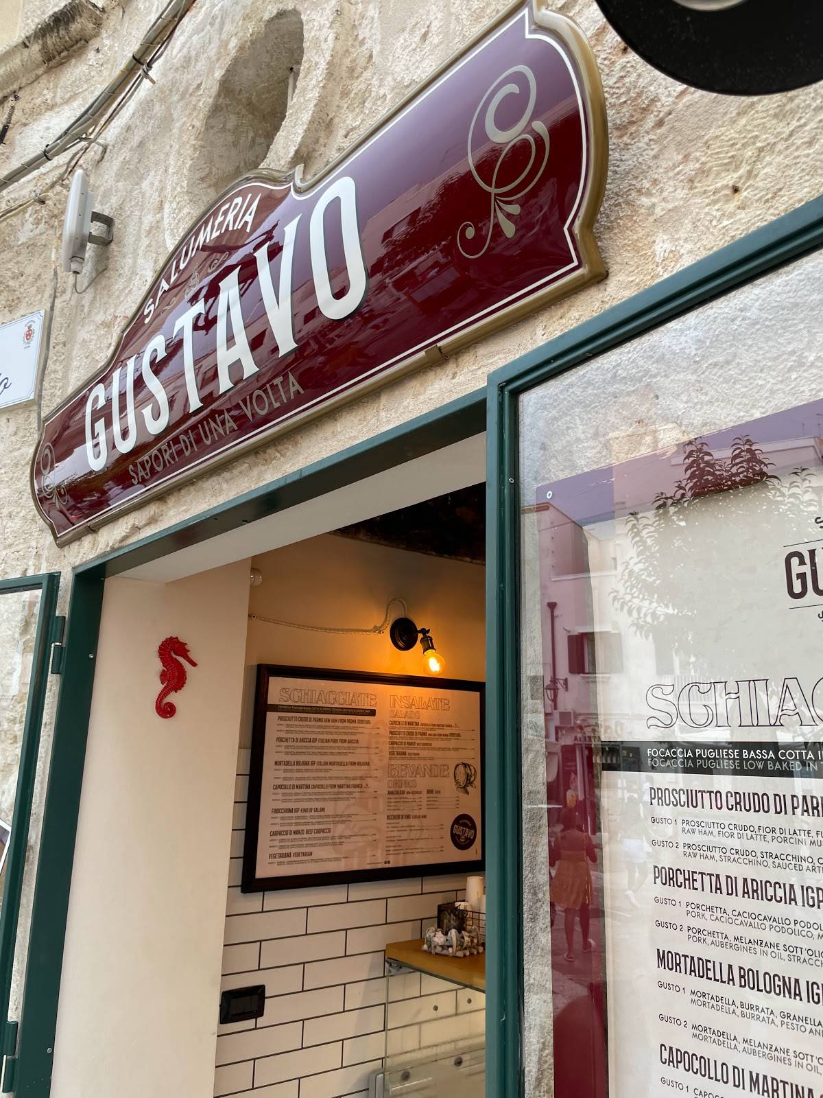 Menu at Gustavo restaurant, Monopoli