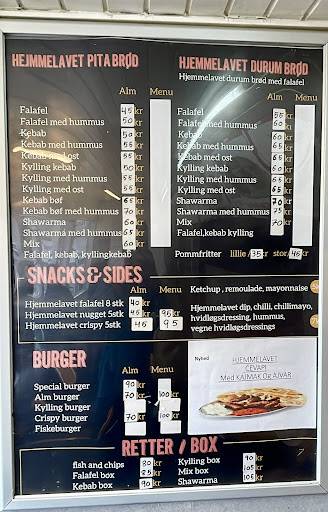 Menu at HKM Industri Falafel & Kebab restaurant, Hillerød