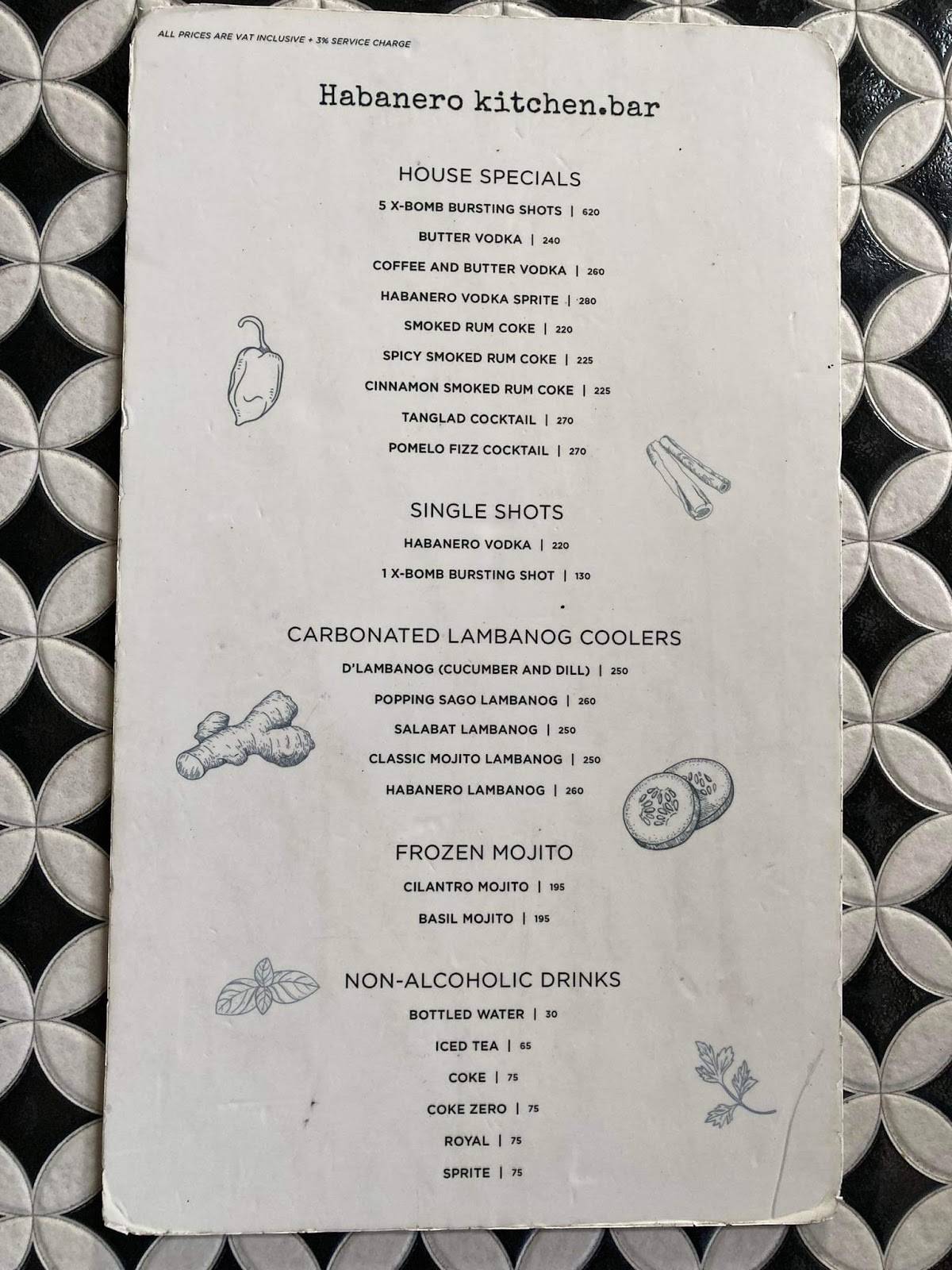Menu at Habanero Kitchen Bar, Quezon City, Araneta Center