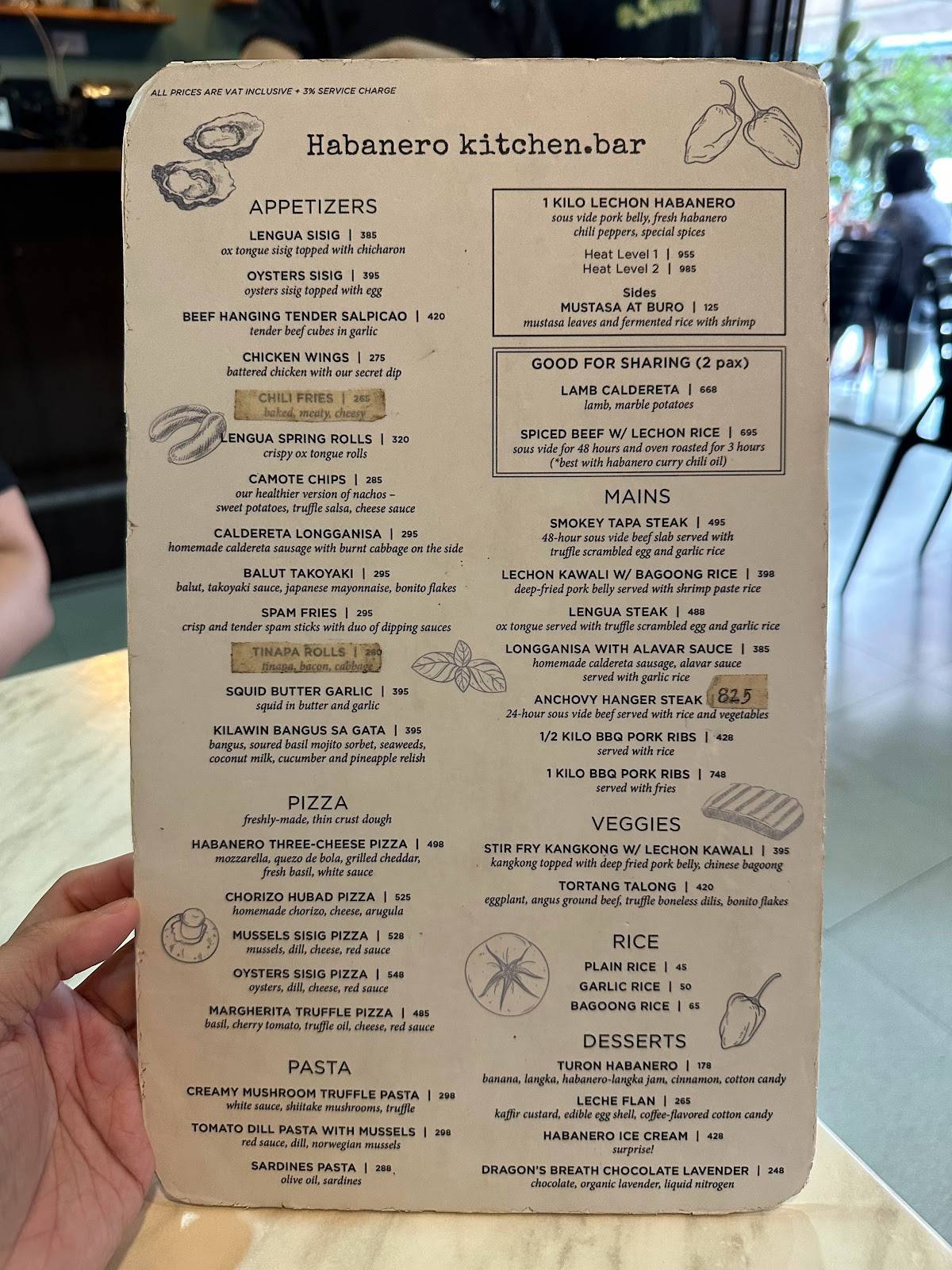 Menu at Habanero Kitchen Bar, Quezon City, Araneta Center