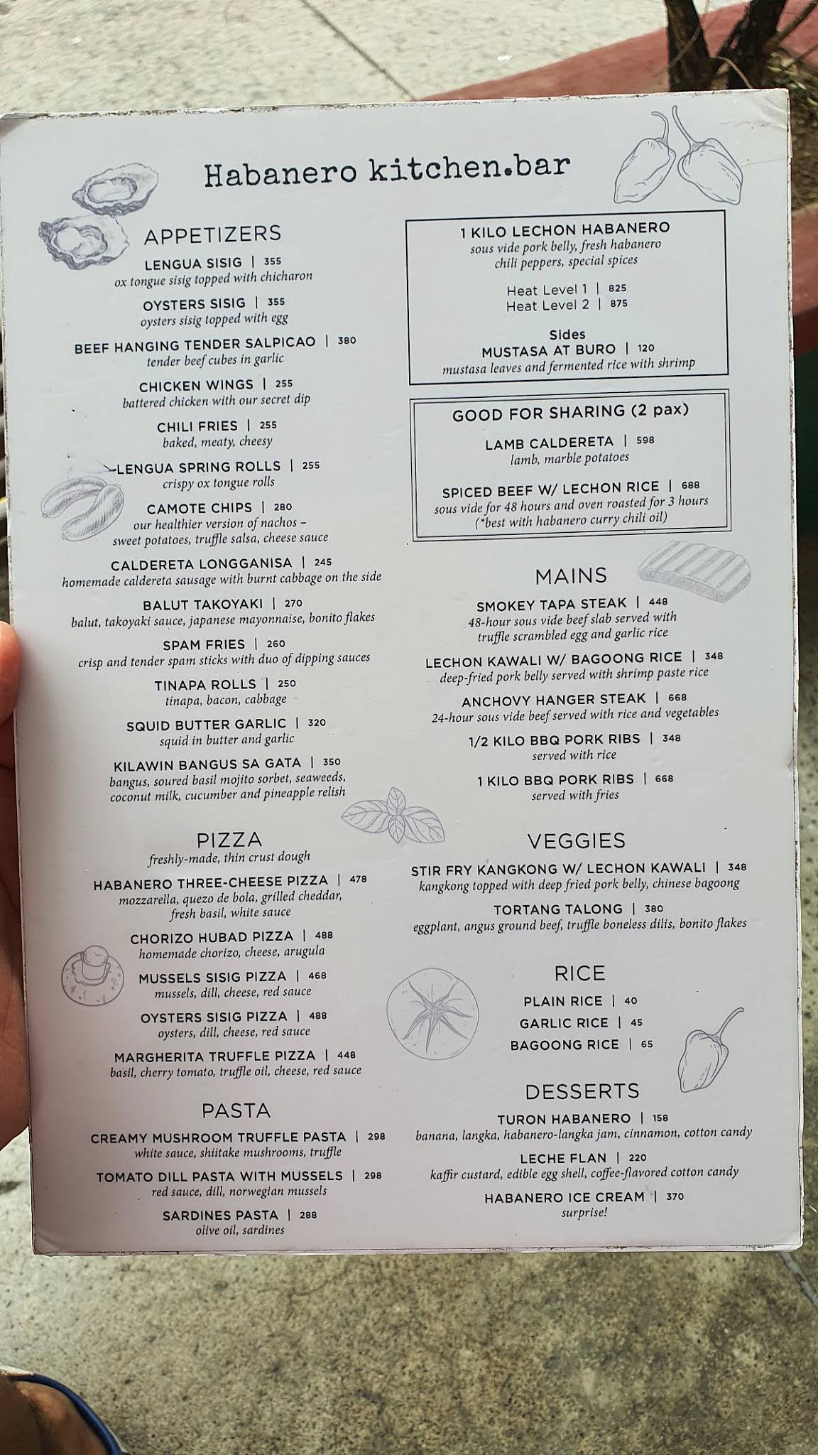 Menu at Habanero Kitchen Bar, Quezon City, Araneta Center