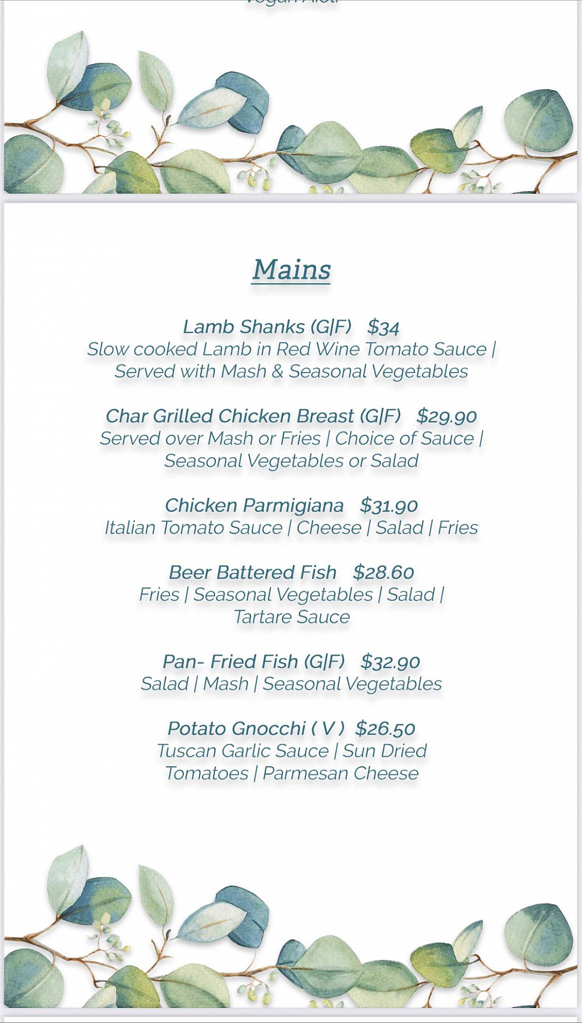 Menu at Habitat on the Quay pub & bar, Napier