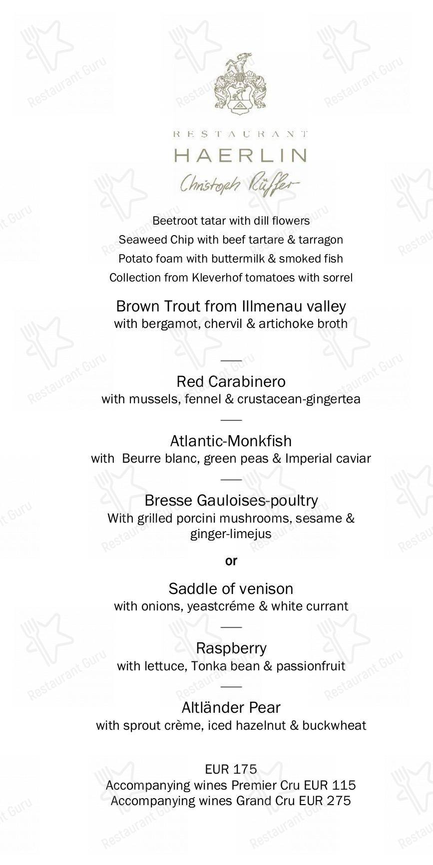 Speisekarte von Restaurant Haerlin*** Hamburg, Hamburg