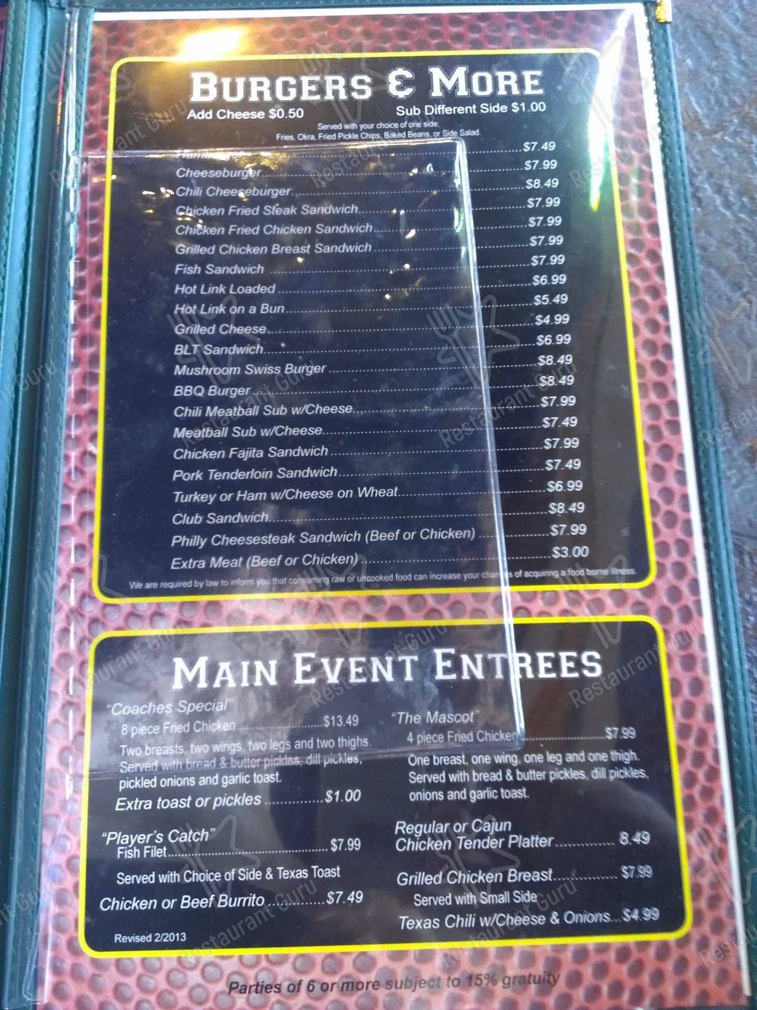 Menu at Half-Time Sports Grill pub & bar, Oklahoma City