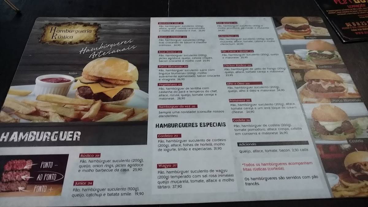 Carta de comida rápida Hamburgueria Rústica, Curitiba, Av. Fredolin Wolf
