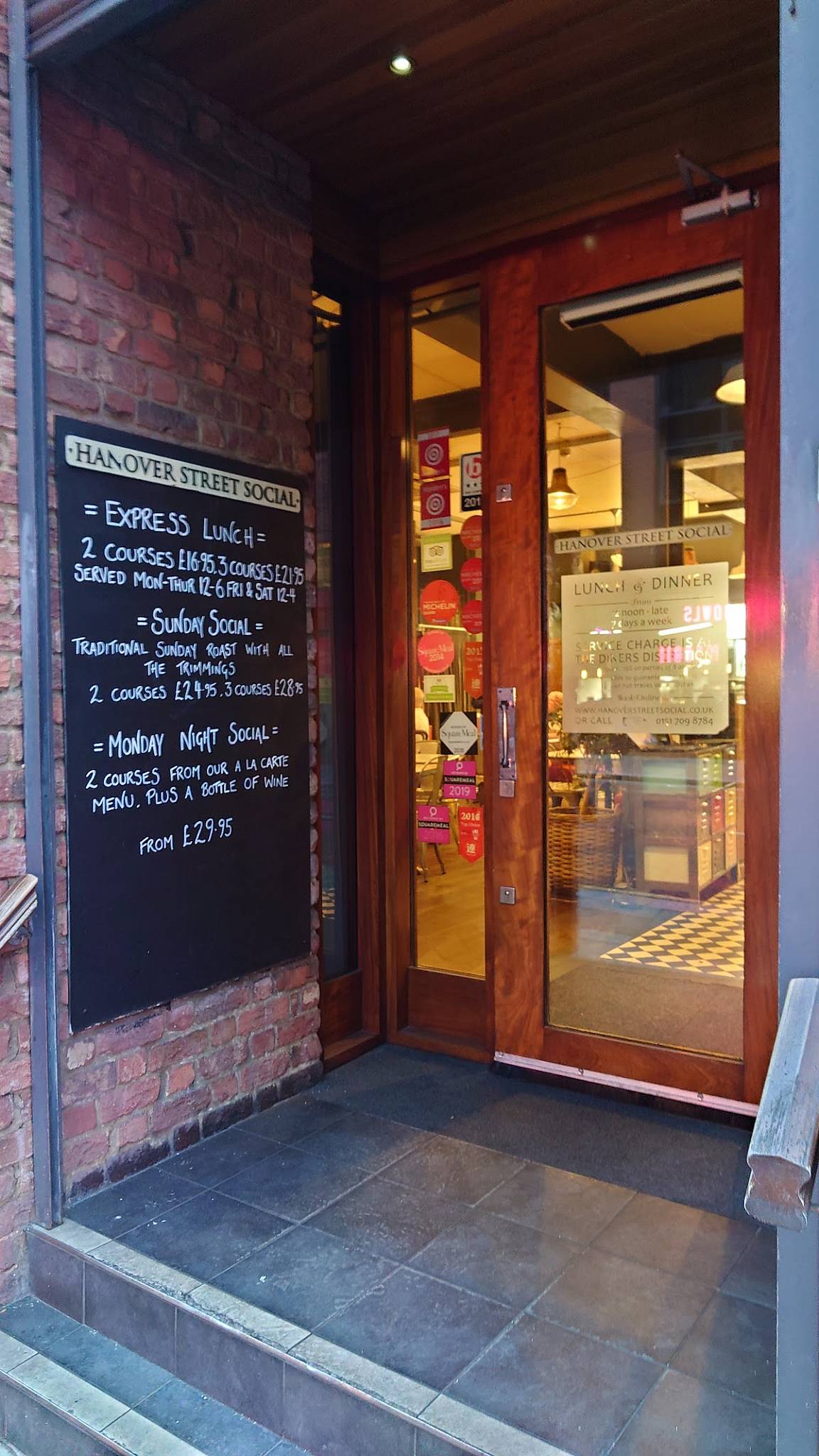 Menu at Hanover Street Social restaurant, Liverpool