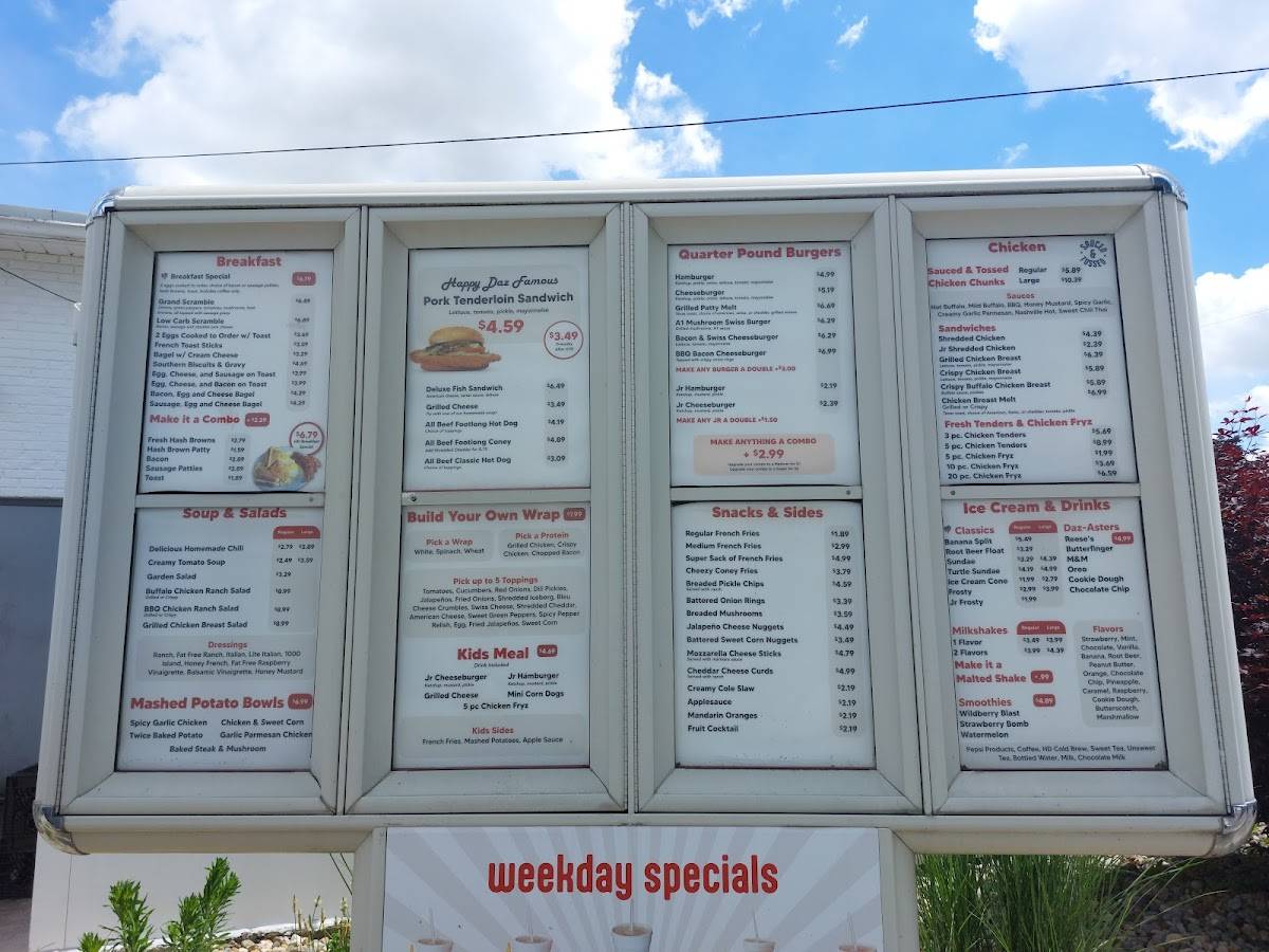 Menu at Happy Daz restaurant, Lima, Bellefontaine Ave