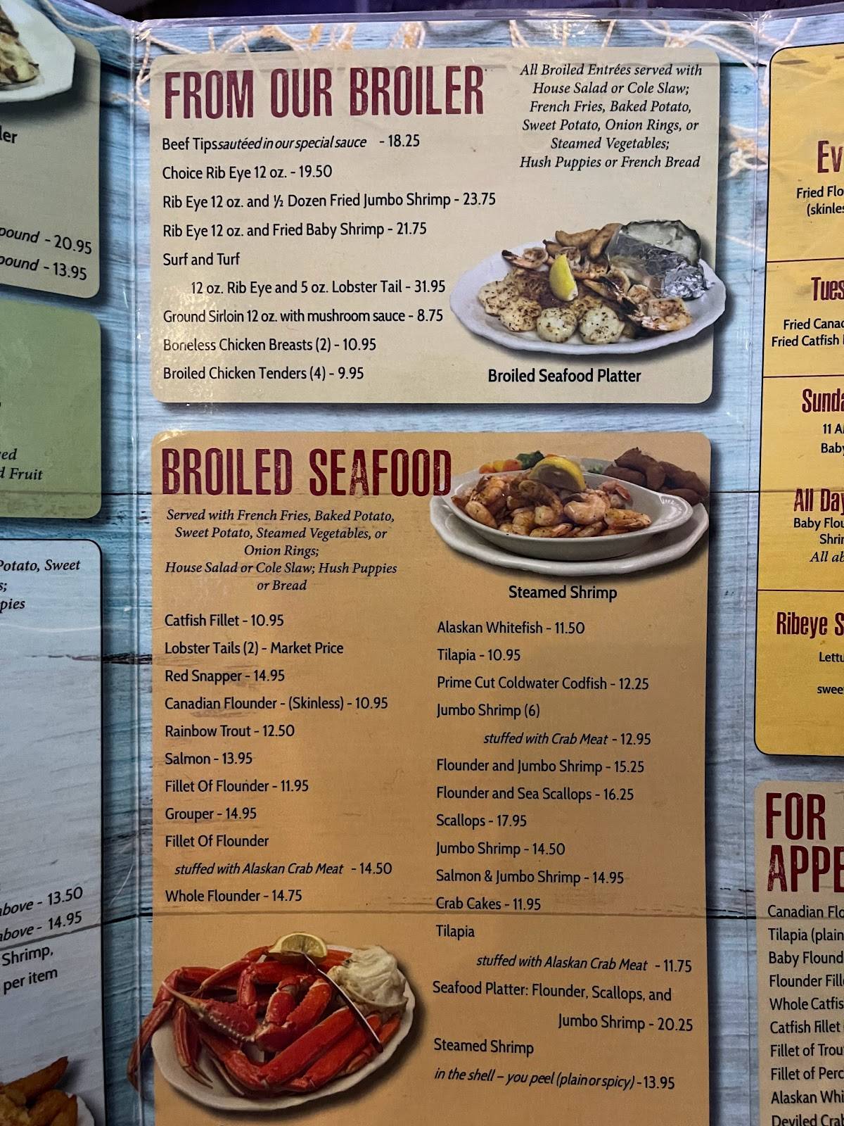 Menu at Harbor Inn Seafood restaurant, Hickory, US Hwy 70 SE