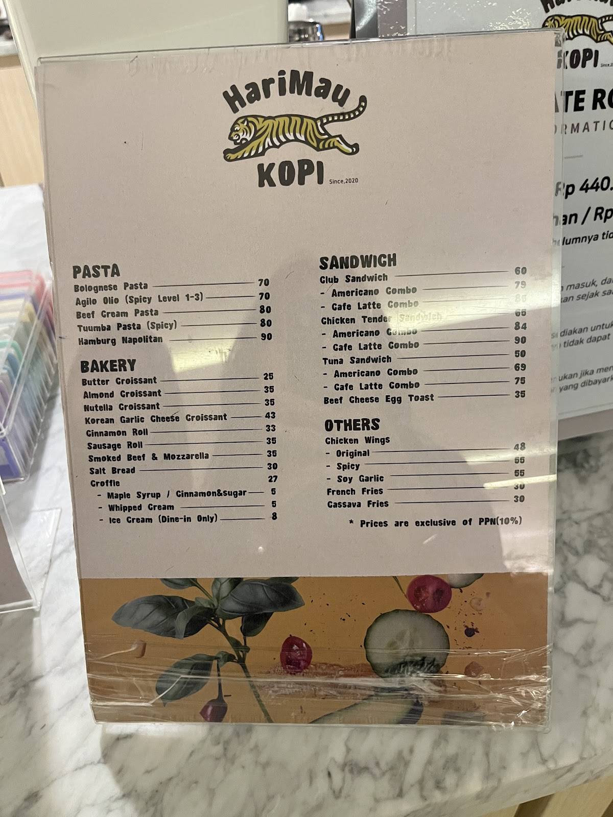 Carta del restaurante HariMau Kopi, Bekasi