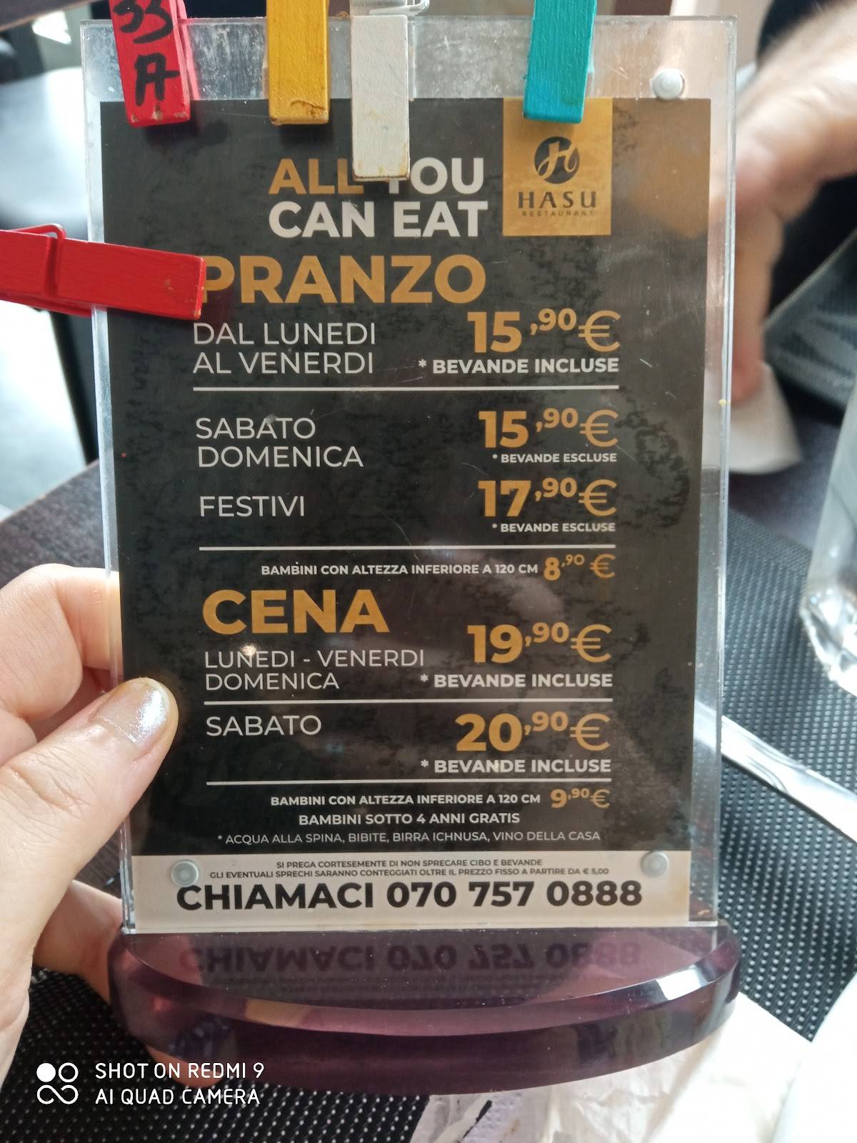 Menu da Hasu Cucina Internazionale ristorante, Cagliari
