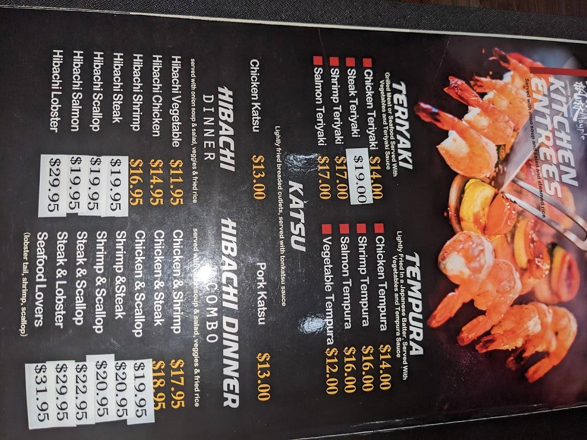 Menu at Hayashi Maple restaurant, Chardon