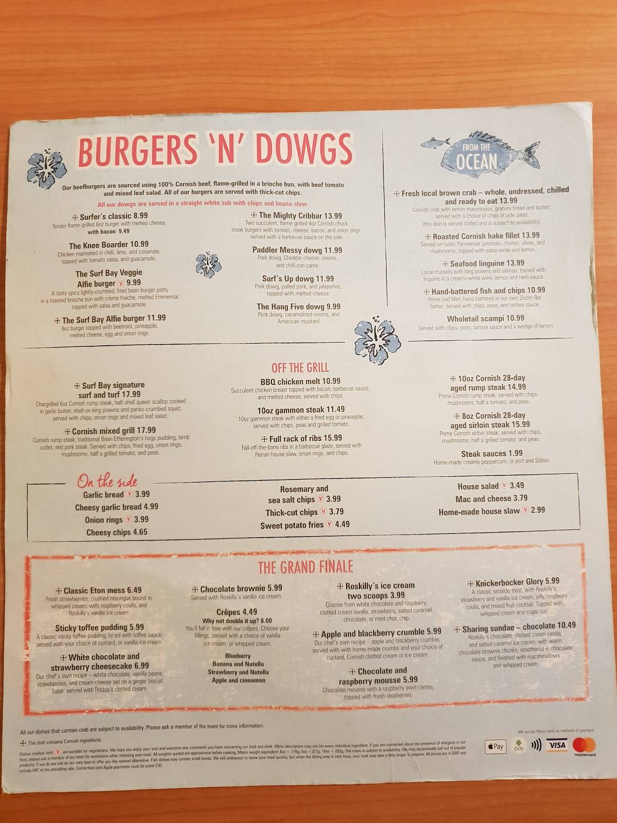 Menu at The Bluff Inn pub & bar, Hayle