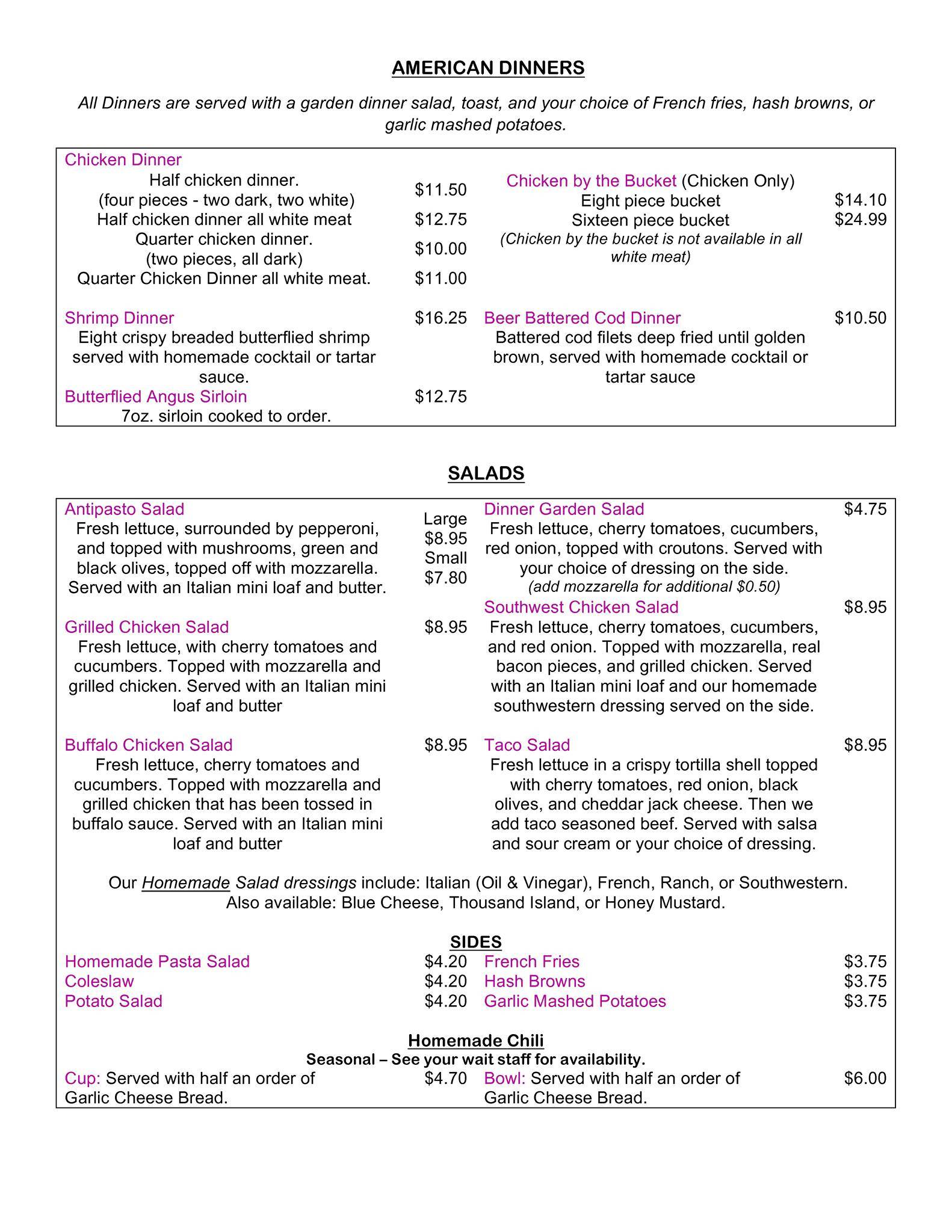 Menu at Hearthside Pizza pizzeria, Saint Paul