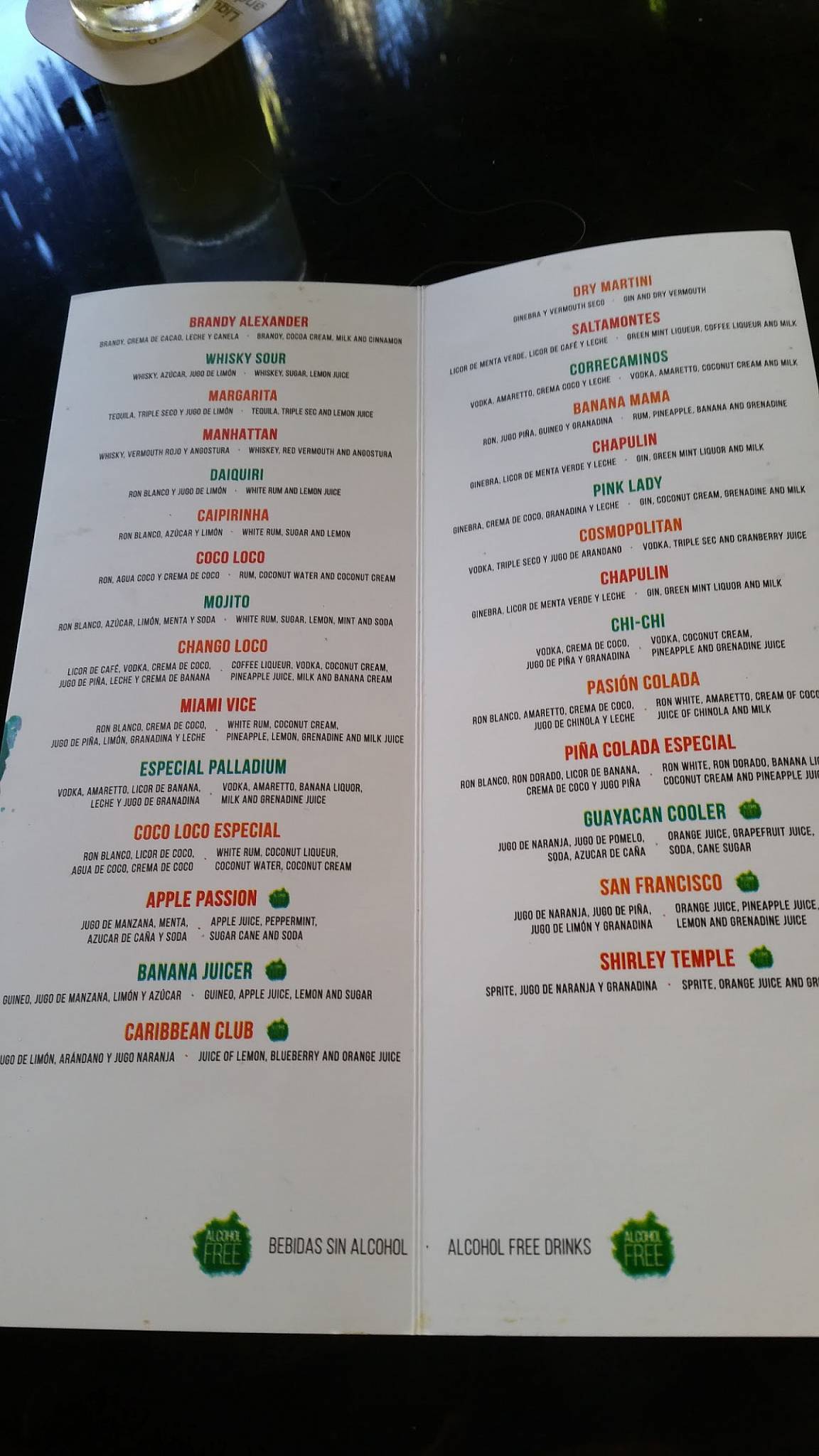 Menu at Helios Beach Club, Punta Cana, Avenida Francia