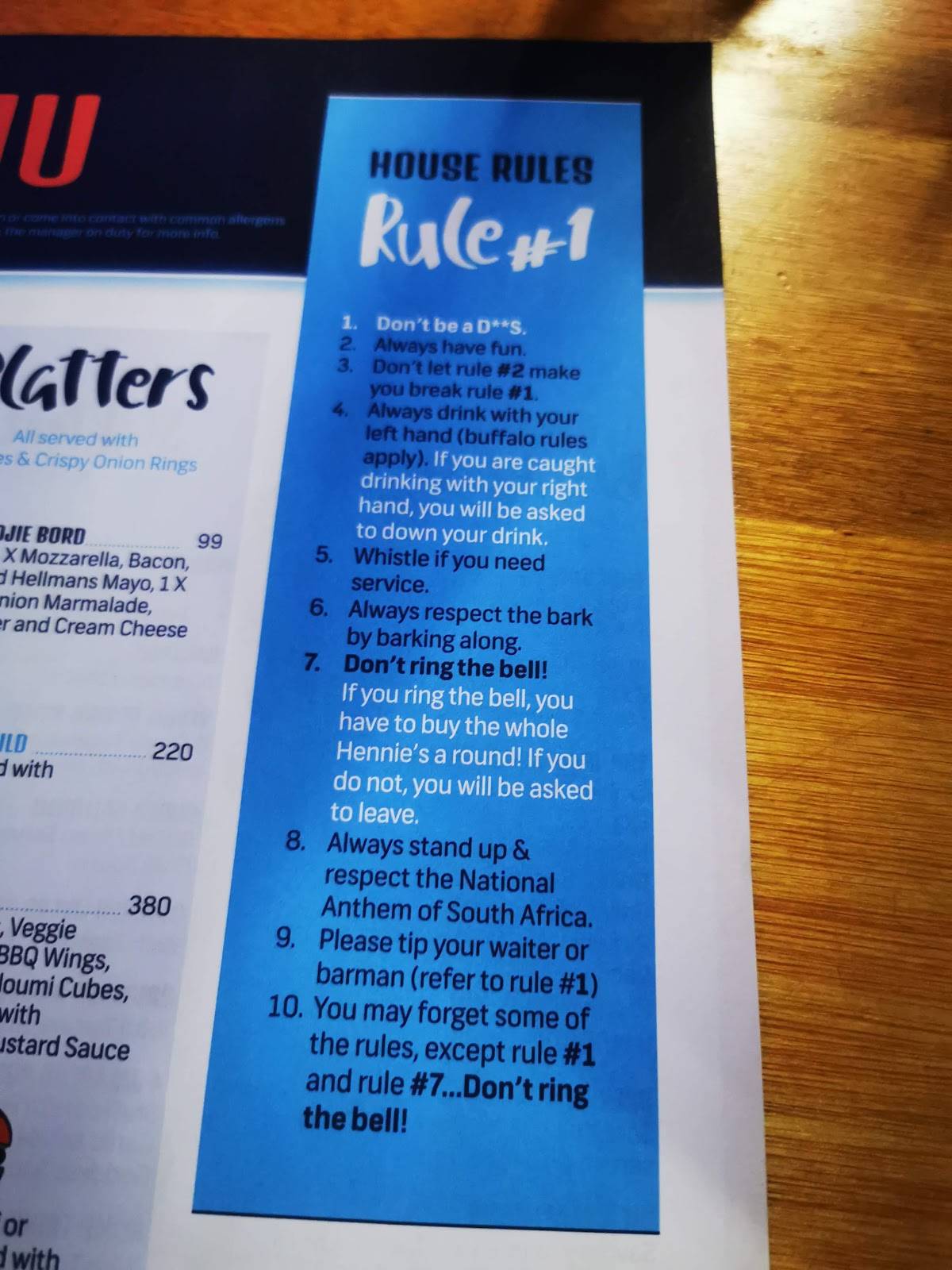 Menu at Hennie's Kempton Park Restaurant, Kempton Park