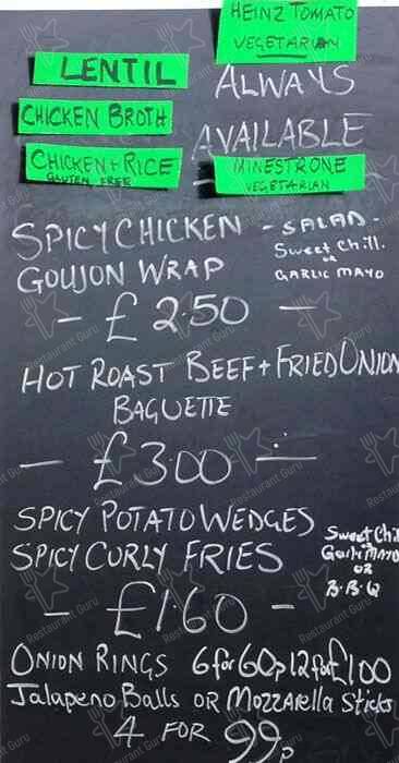 Menu at Henry Healy cafe, Glasgow, 87 Queen St