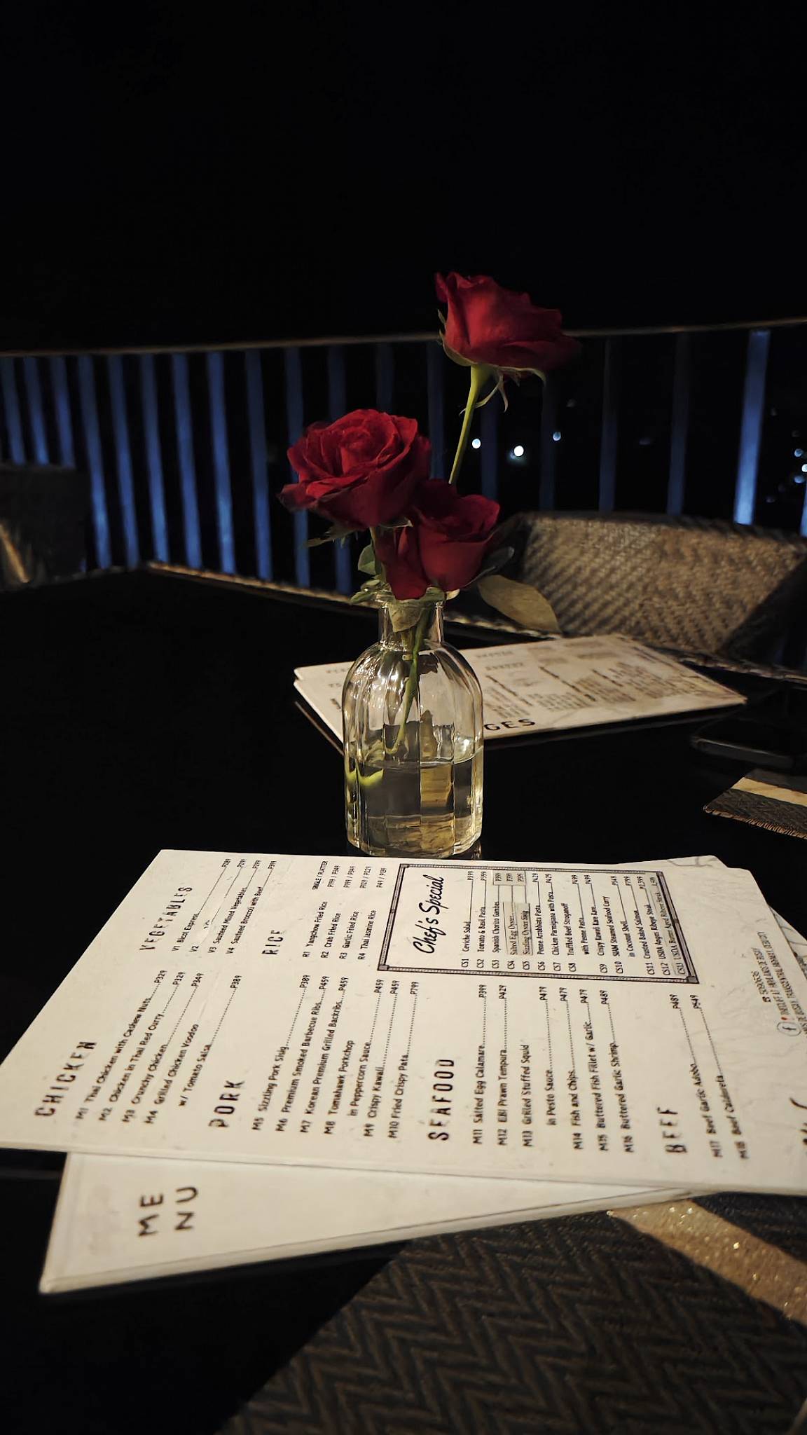 Menu at Highlands de Busay restaurant, Cebu City