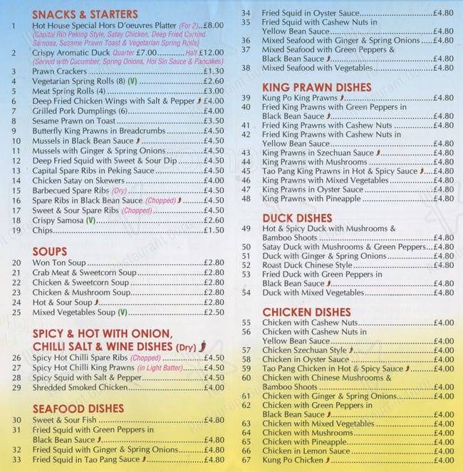 Menu at Hing Loong fast food, London, 59 Tower Bridge Rd