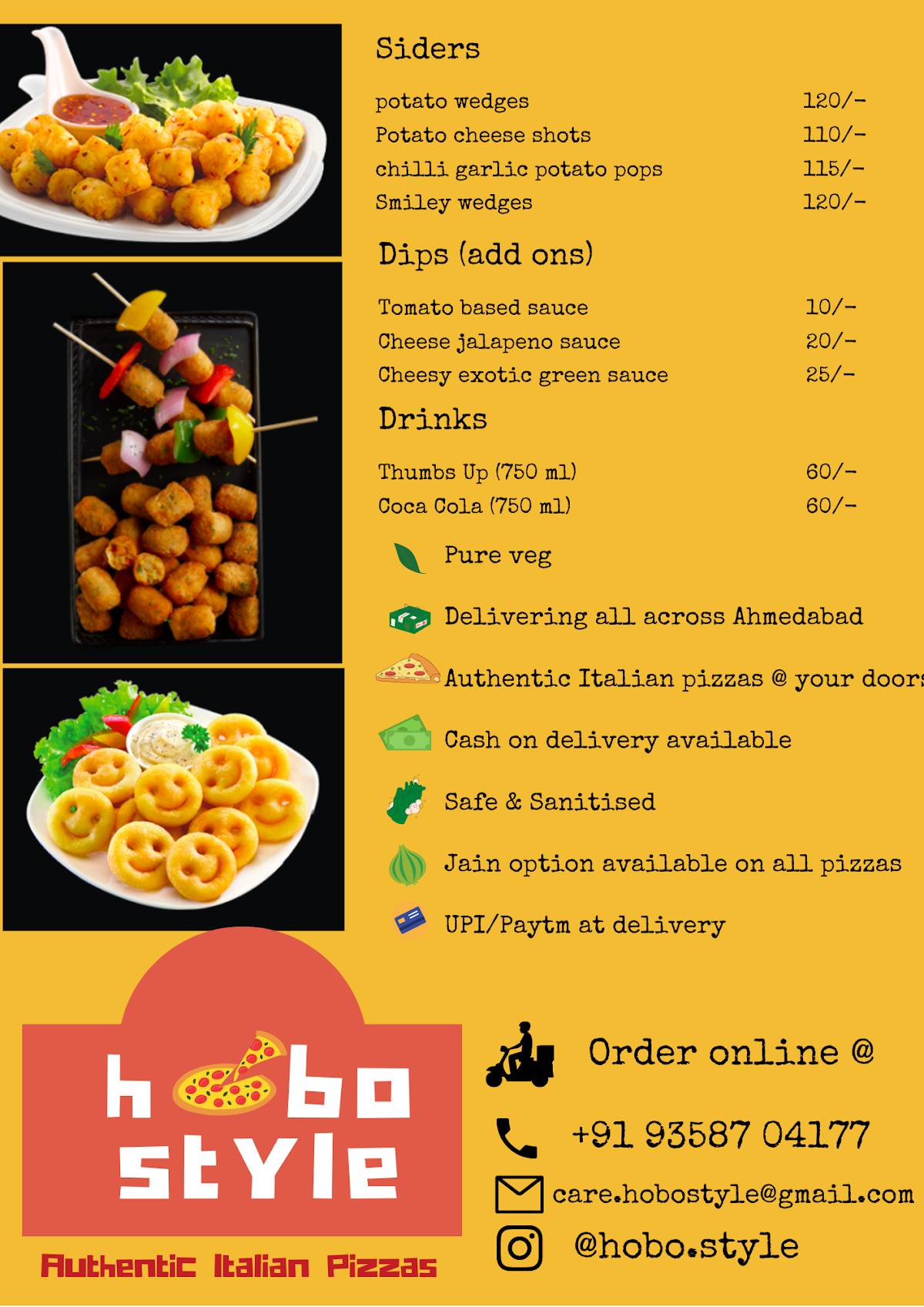 Menu at Hobo Style Pizzas, Ahmedabad