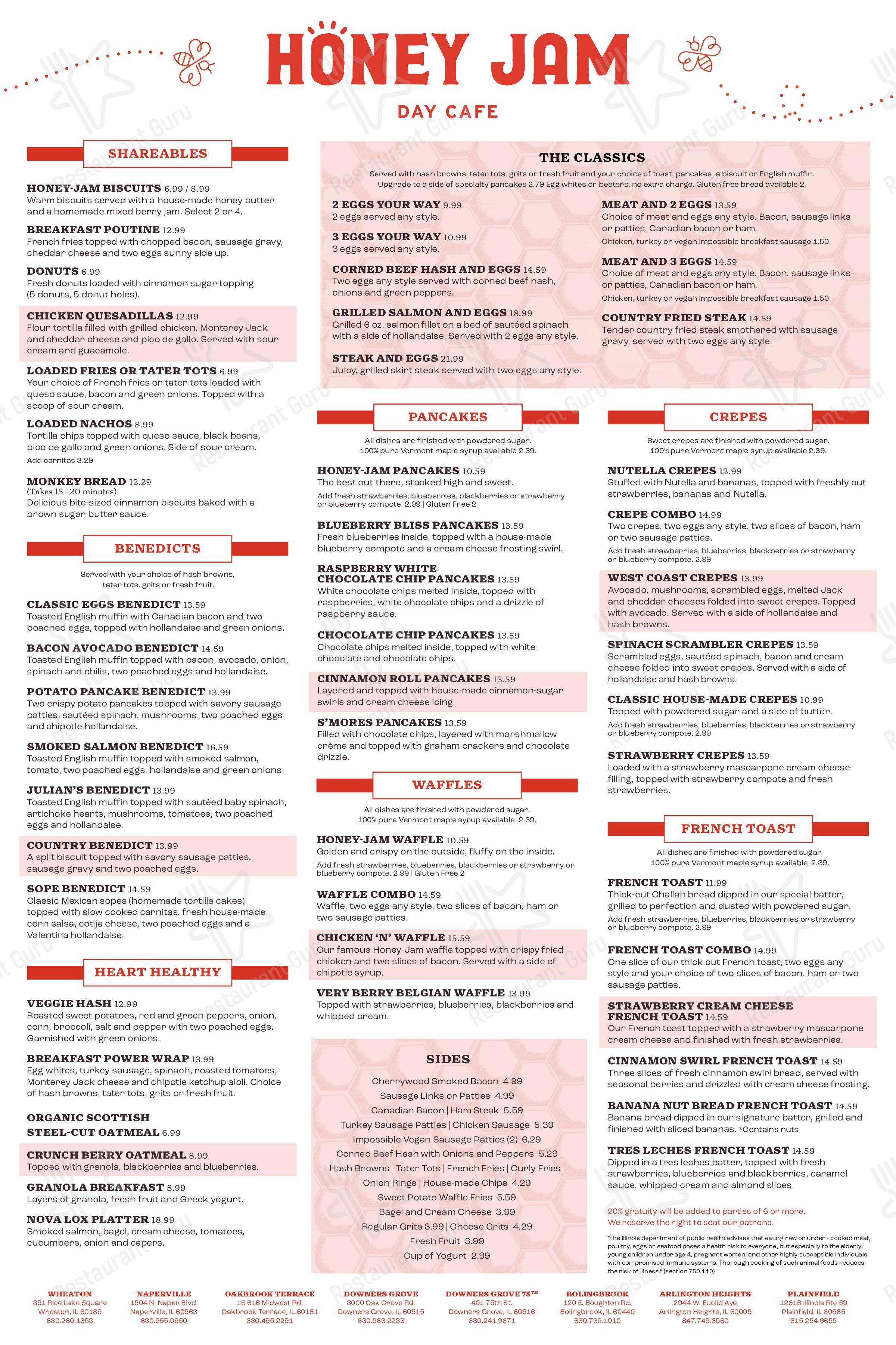 Menu at Honey Jar Cafe (Thai), Portland
